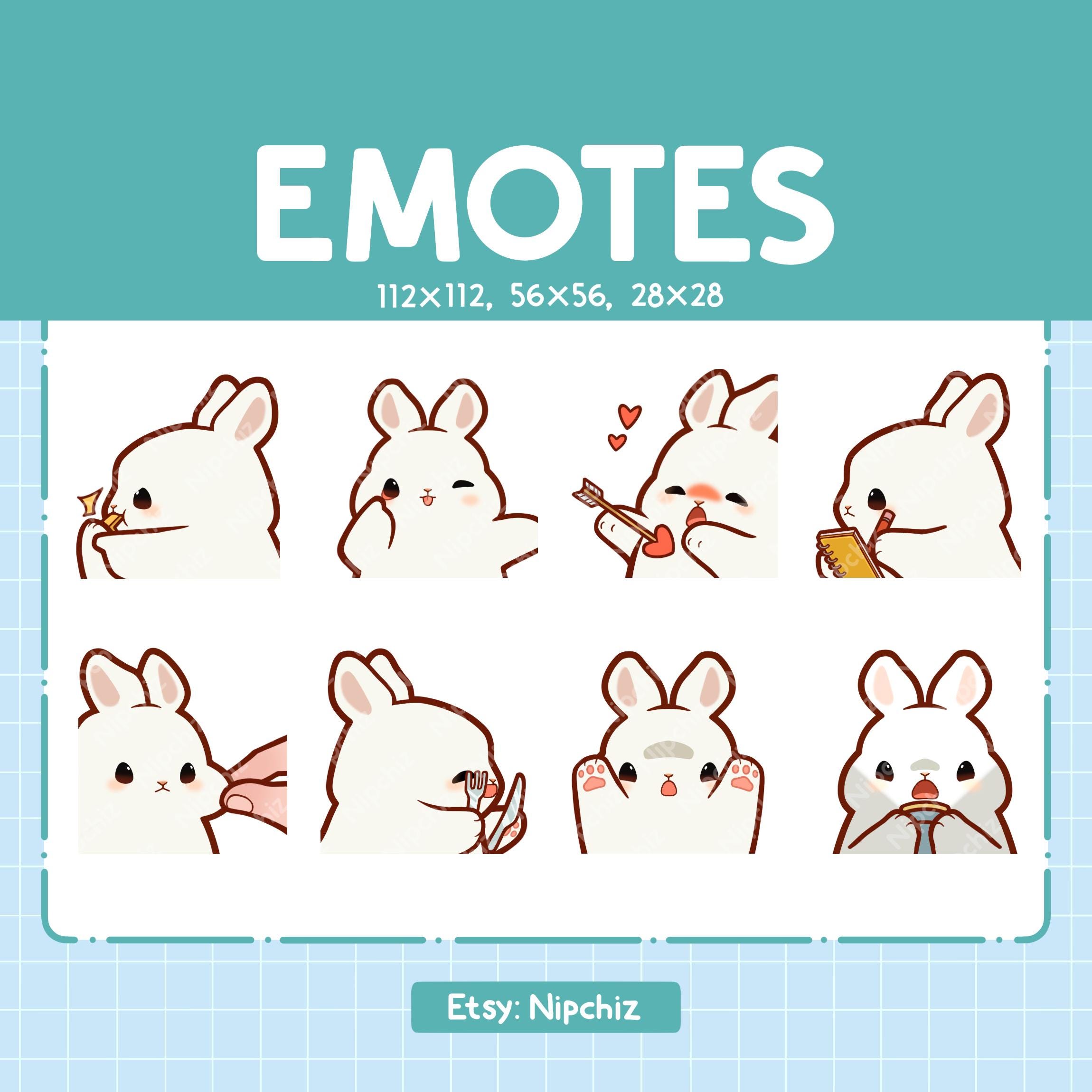Rabbit Emotes for Streaming | Kawaii Animal Emoji | (8) Cute Bunny ...