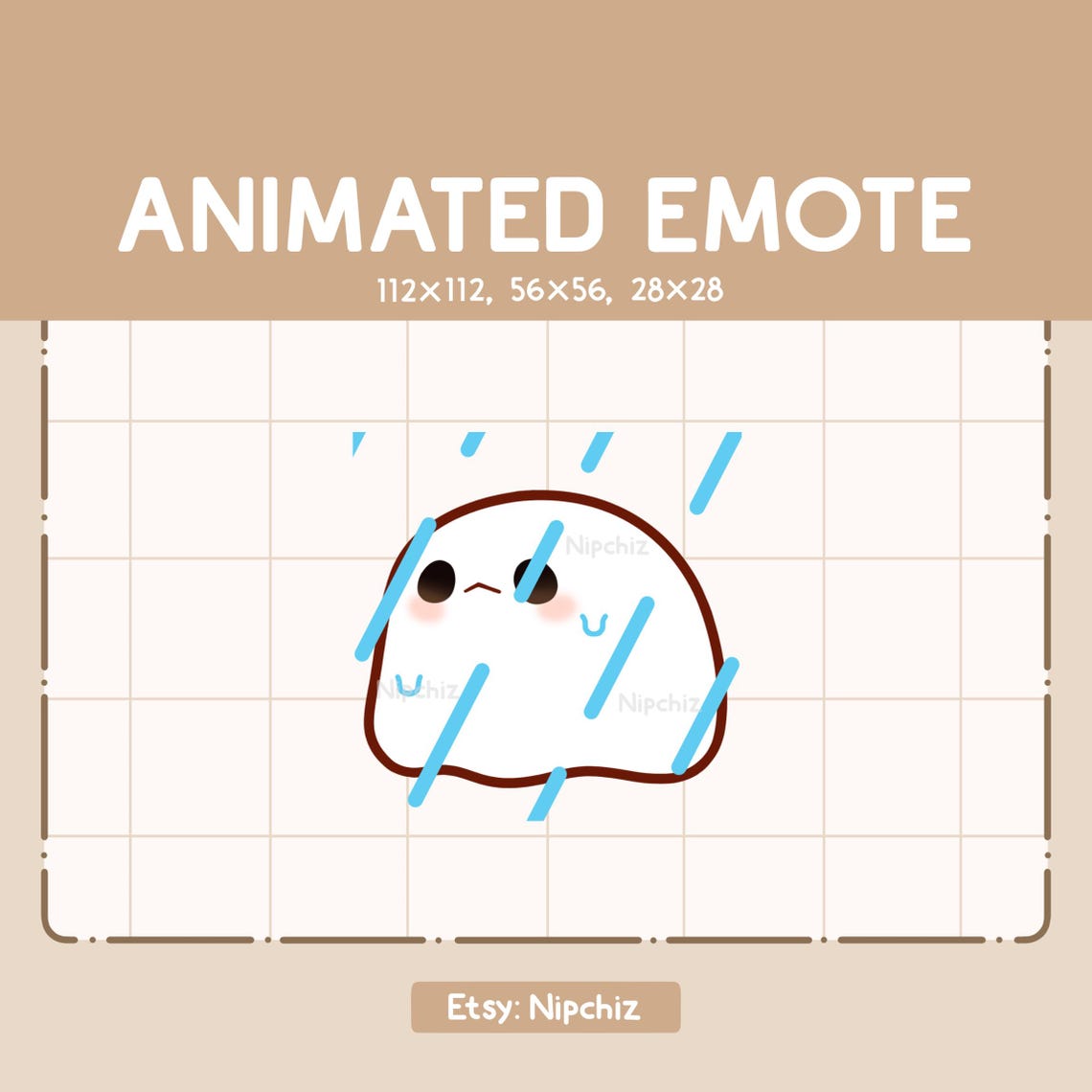 Animated Emote Adorable Ghost is Waiting Through the Rainy Weather ...