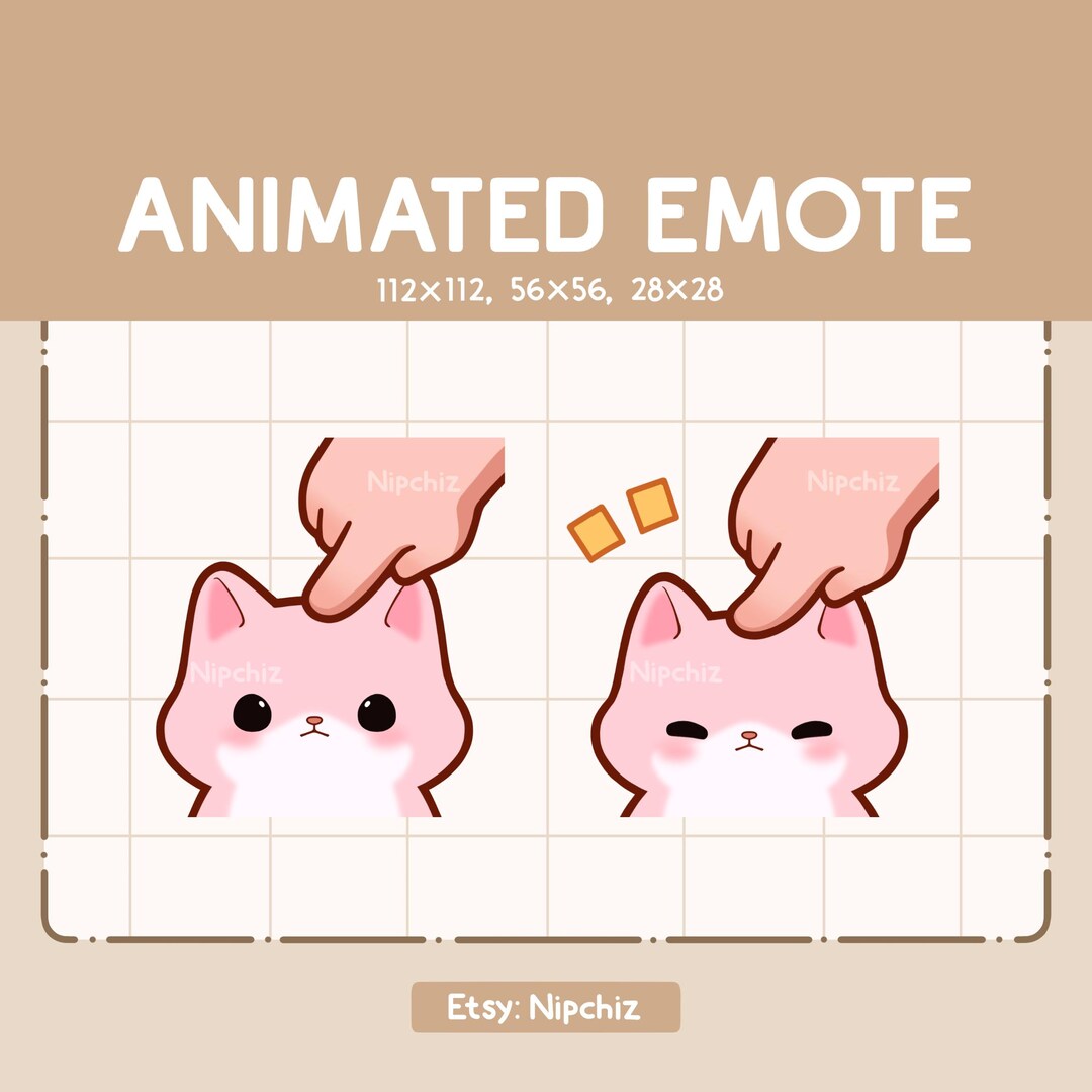 Animated Emote Pink Cat Getting Pressed on the Head - Funny Cartoon ...