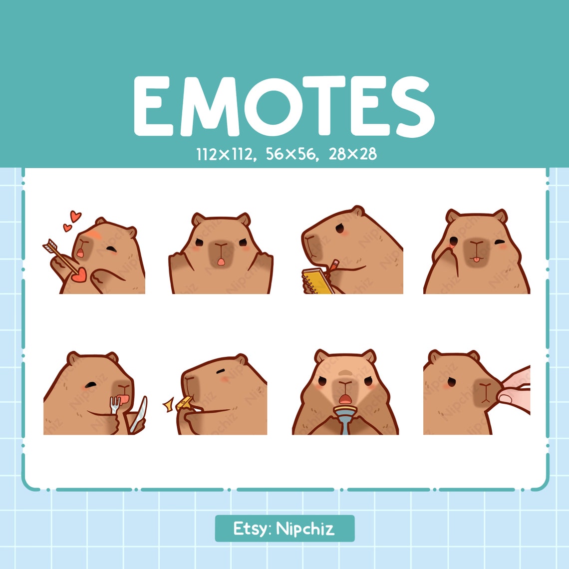 Capybara Bundle | Emotes for Streaming | 8 Cute Capybara Emotes ...