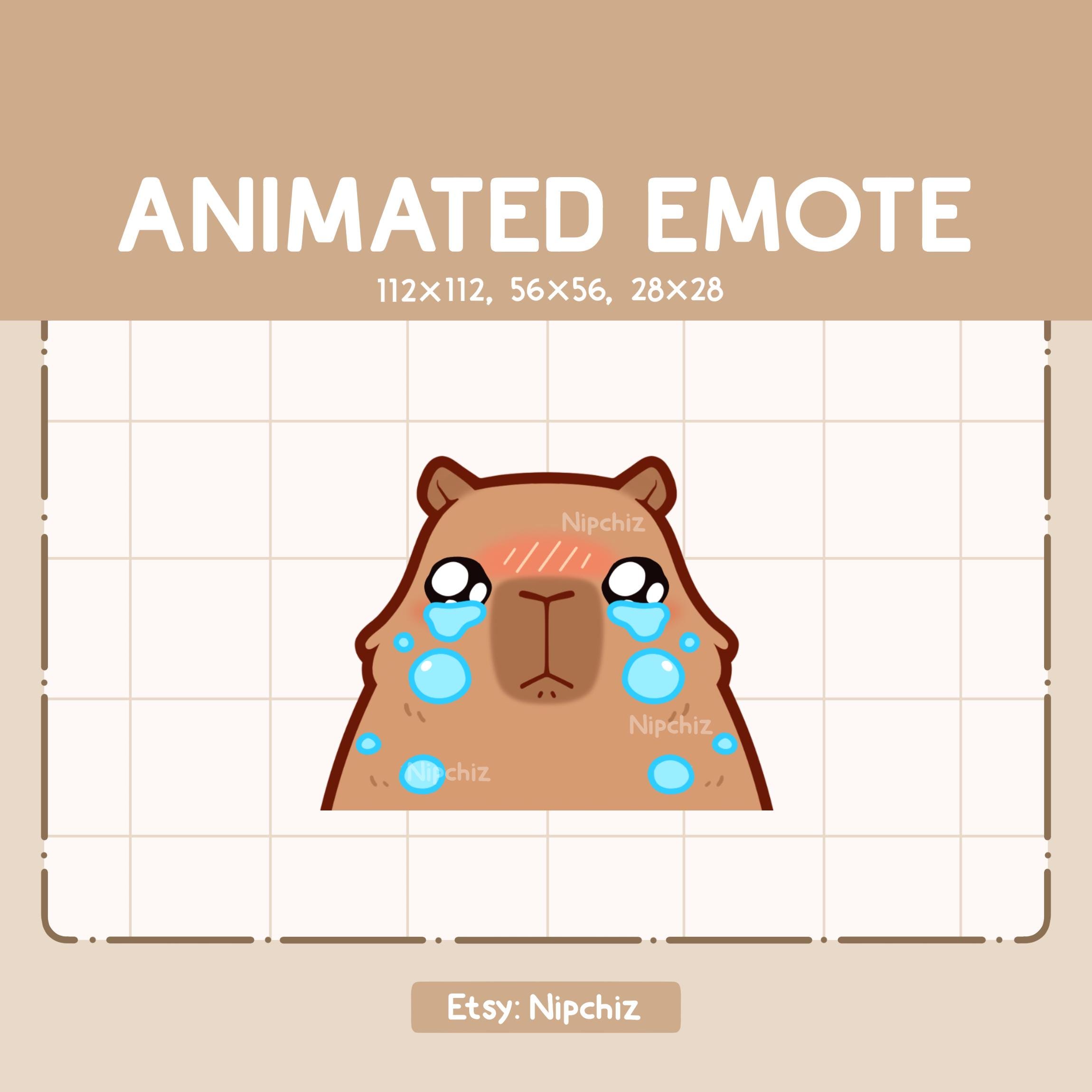 Animated Emote Sad Capybara With Teary Eyes is Crying - Chibi Cartoon ...
