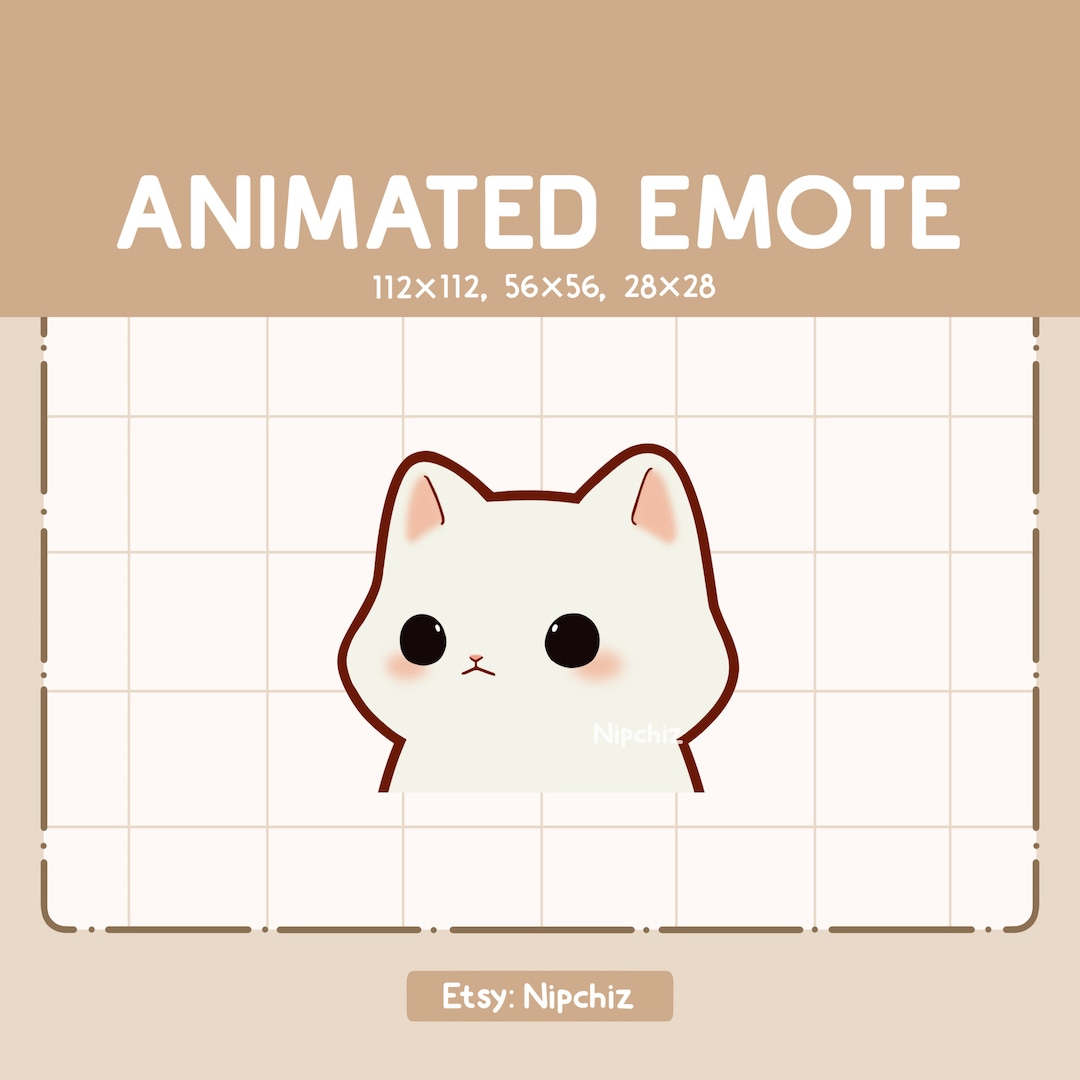 Animated Emote Cute White Cat / Shaking Head Emote / Emote for Streamer ...