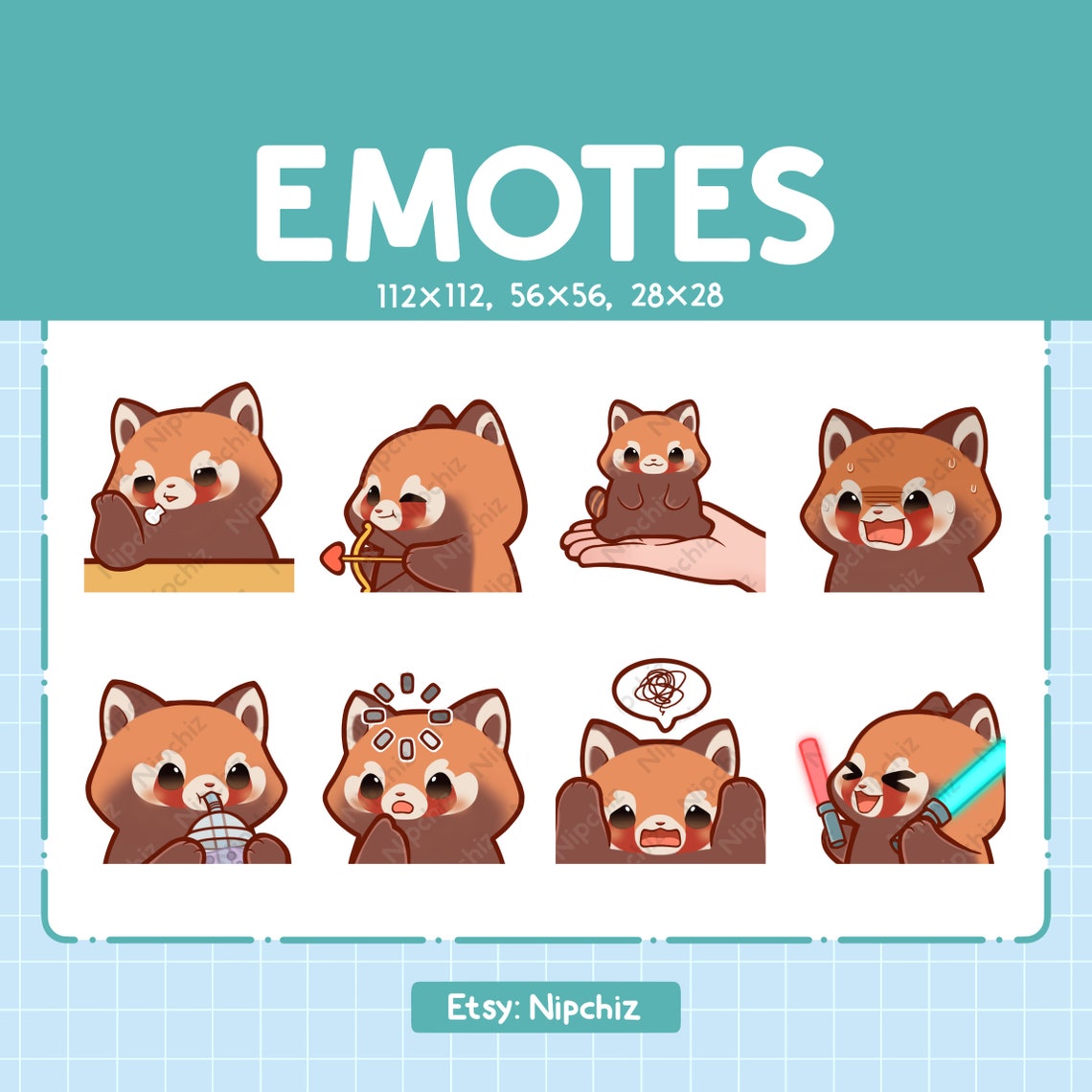 Red Panda Emotes / Cute Emoji Pack / 8 Red Panda Emotes for Streaming ...