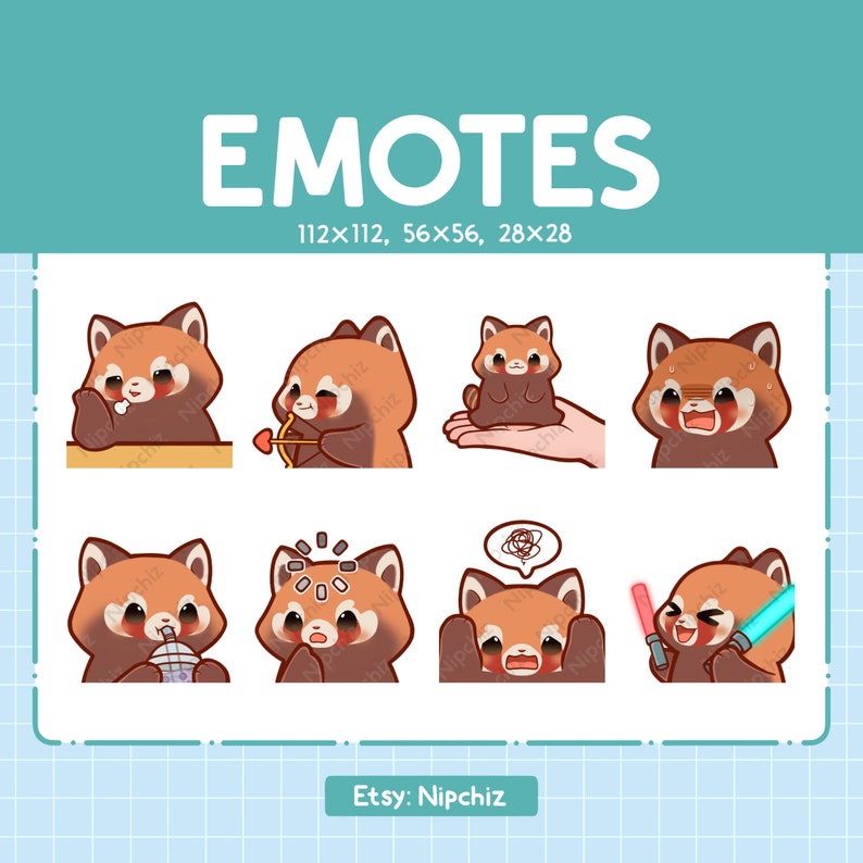 Red Panda Emotes / Cute Emoji Pack / 8 Red Panda Emotes for Streaming ...