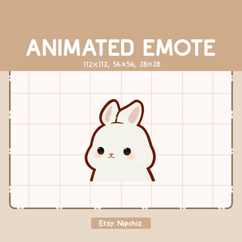 Animated Emote Cute White Rabbit / Shaking Head Emote / Emote for ...