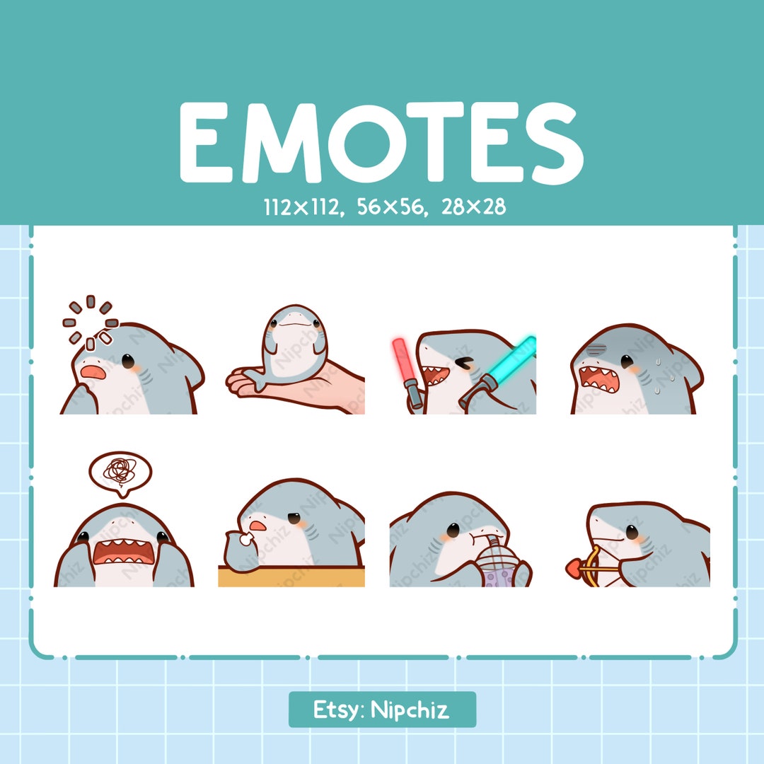 Kawaii Shark Emotes (8) – Cute Emotes for Streamer – Chibi Shark Emoji ...