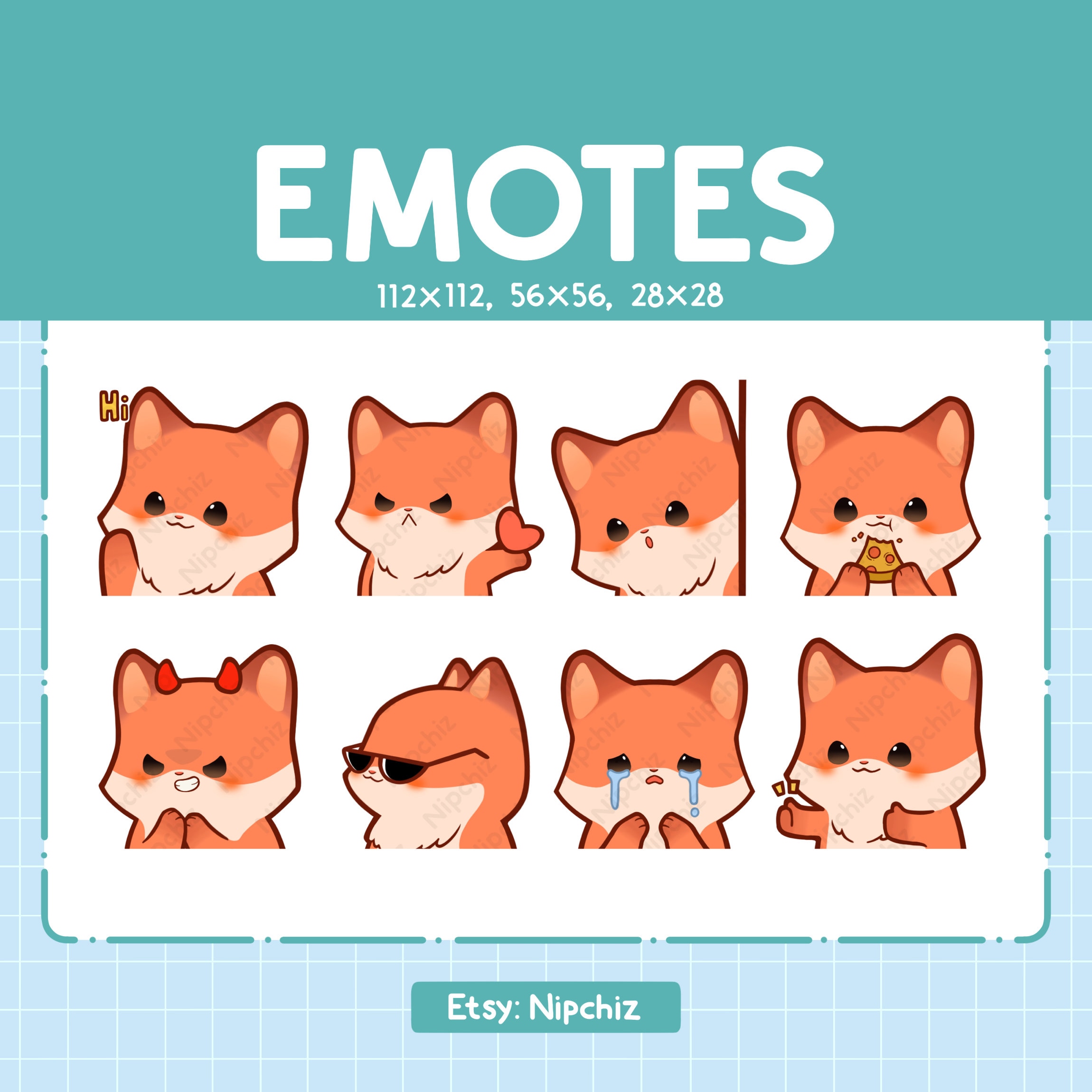 Fox Emotes 8 Cute Fox Bundle Emotes for Streamer Kawaii Emoji Pack - Etsy