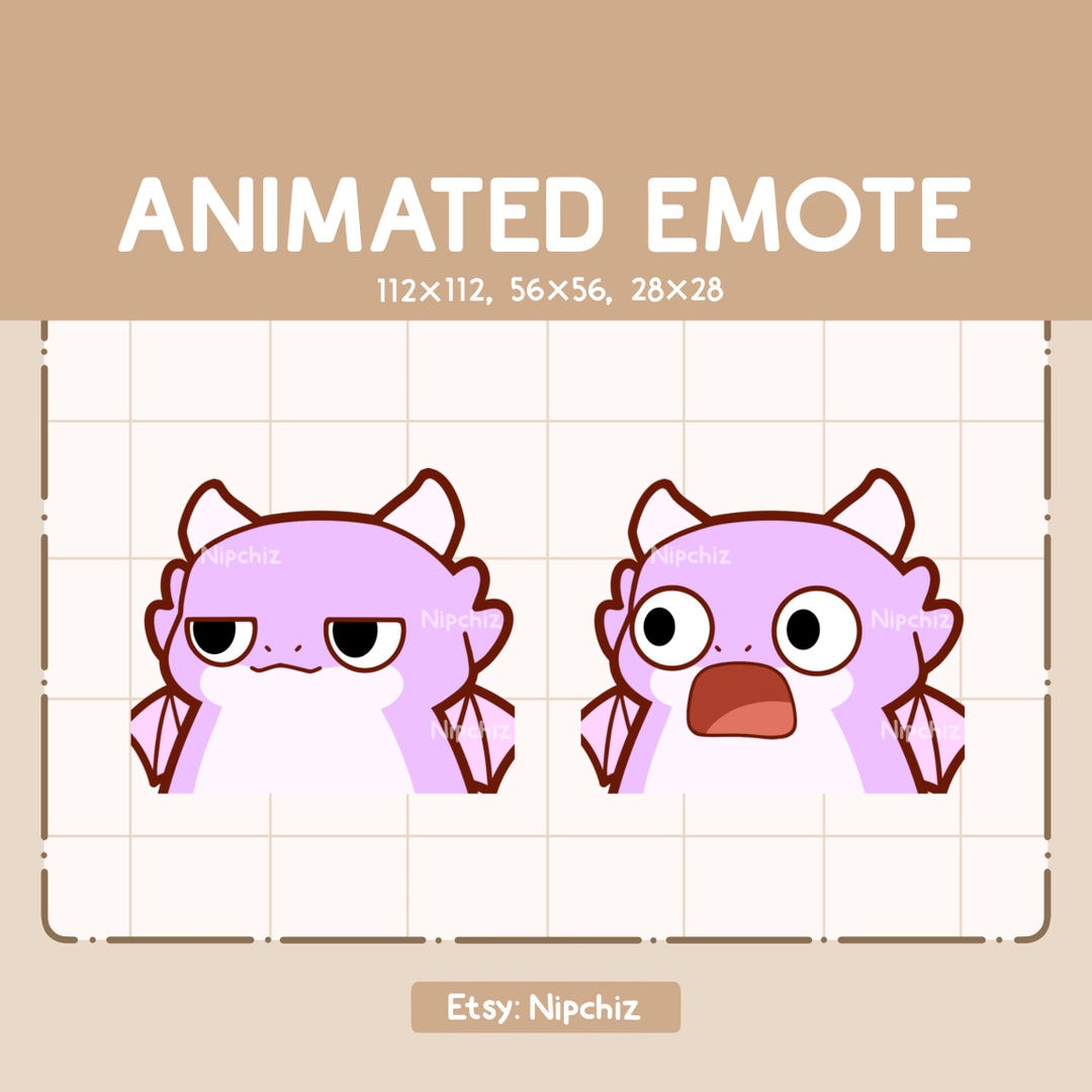Animated Emote Chibi Purple Dragon is Suddenly Shocked - Kawaii Funny ...