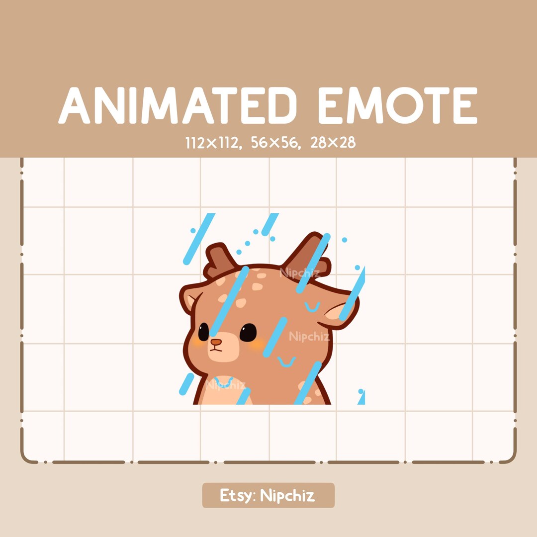 Animated Emote Adorable Deer is Waiting Through the Rainy Weather ...