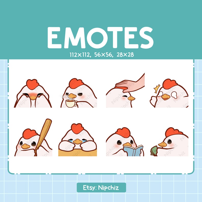 Chicken Emotes / Cute Emoji Pack / 8 Chicken Emotes for Streaming ...