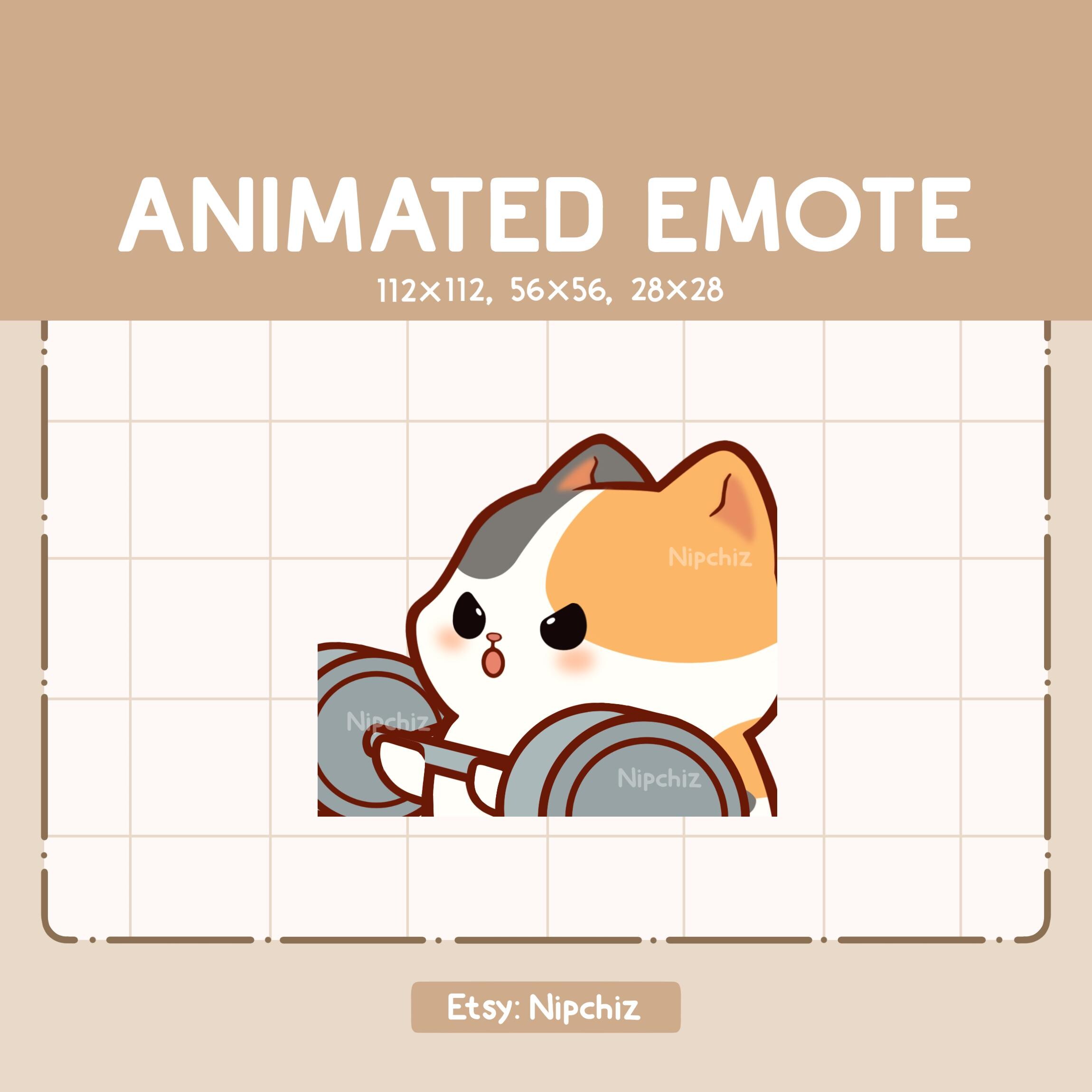 Animated Emote Chibi Calico Cat is Doing Workout / Kawaii Emote ...
