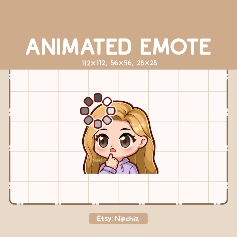 Animated Emote Girl Long Straight Blonde Hair is Confused Showed by a ...