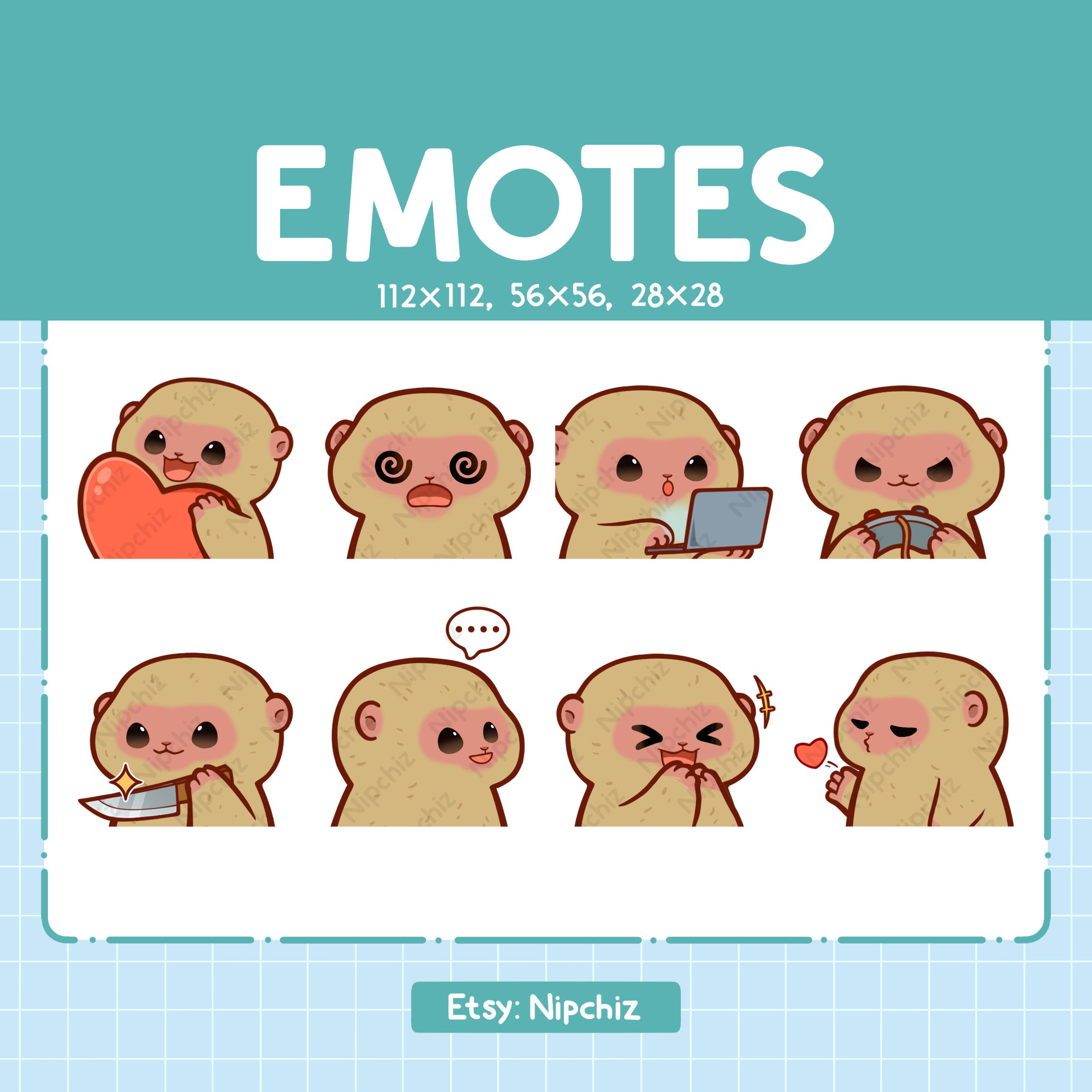 Monkey Emotes / Cute Emoji Pack / 8 Monkey Emotes for - Etsy
