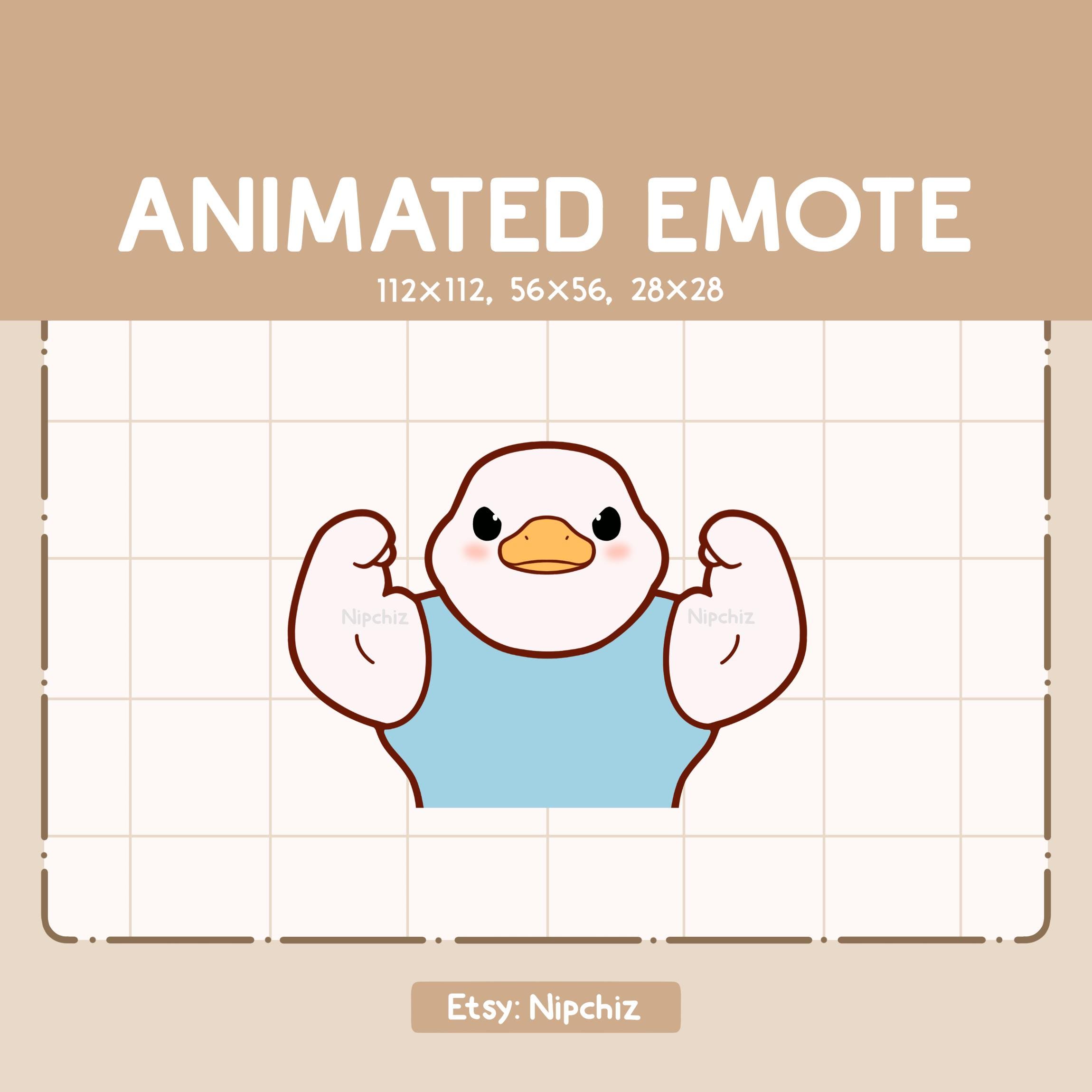 Animated Emote Chibi Duck is Flexing His Muscle - Funny Cartoon Emote ...