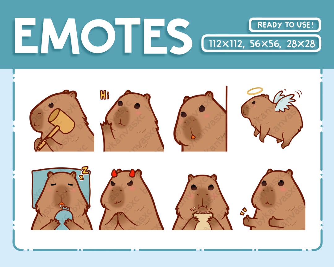 Chibi Capybara Emotes for Streamer 8 Kawaii Cute Capybara - Etsy