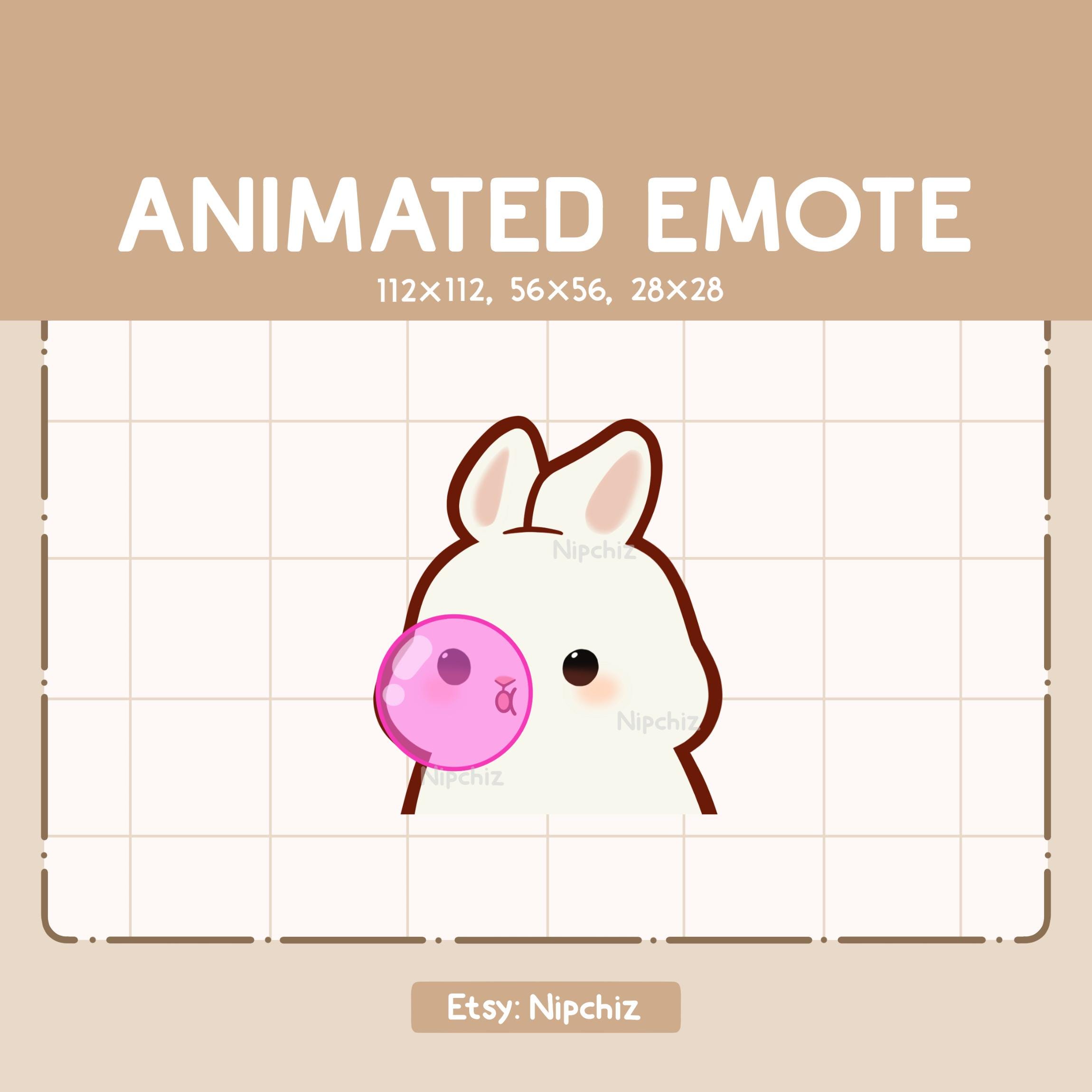 Animated Emote Chibi Rabbit is Chewing a Bubblegum / Kawaii Emote ...