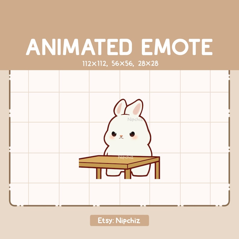 Animated Emote Chibi White Rabbit Angry by Flipping a Table in Front of ...
