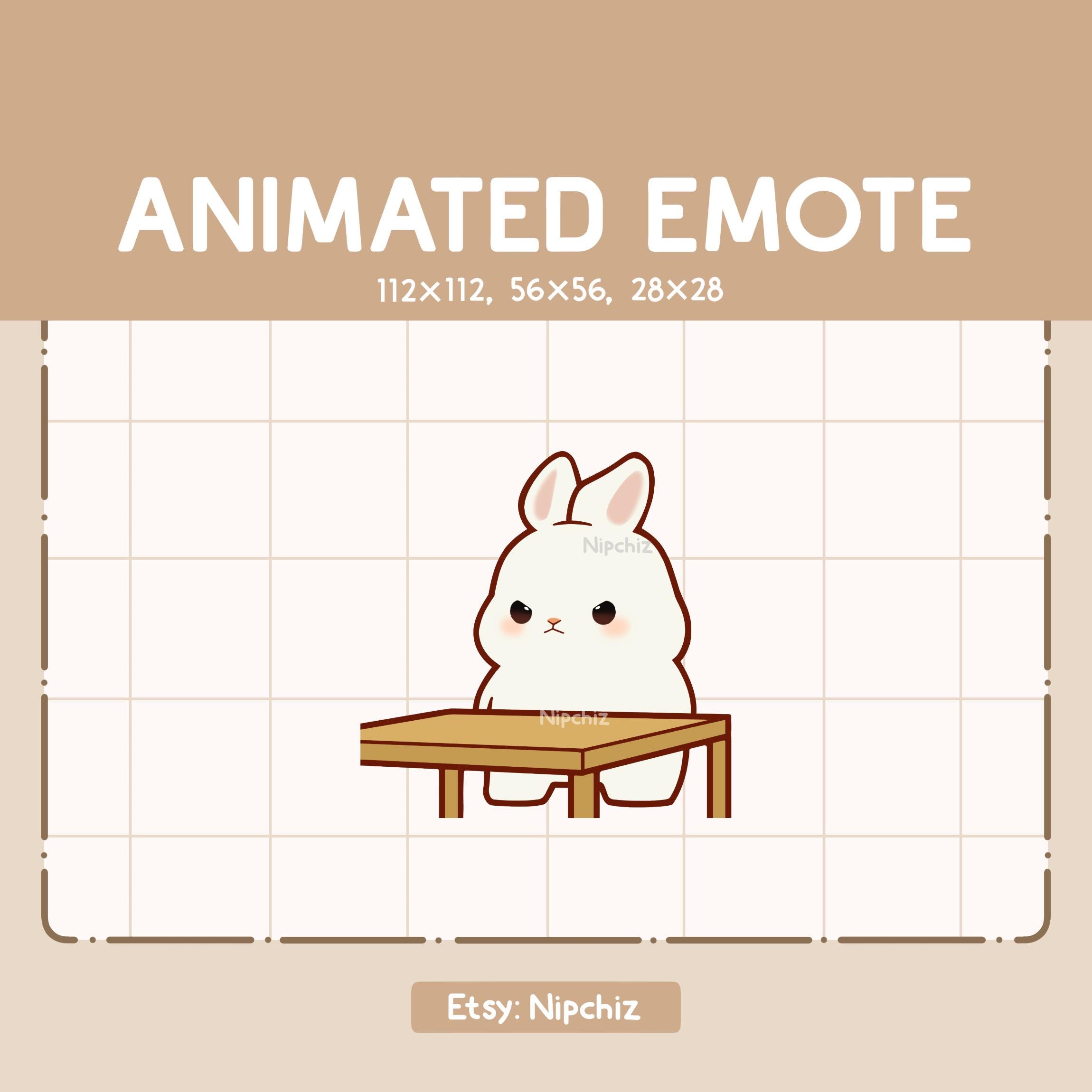 Animated Emote Chibi White Rabbit Angry by Flipping a Table in Front of ...