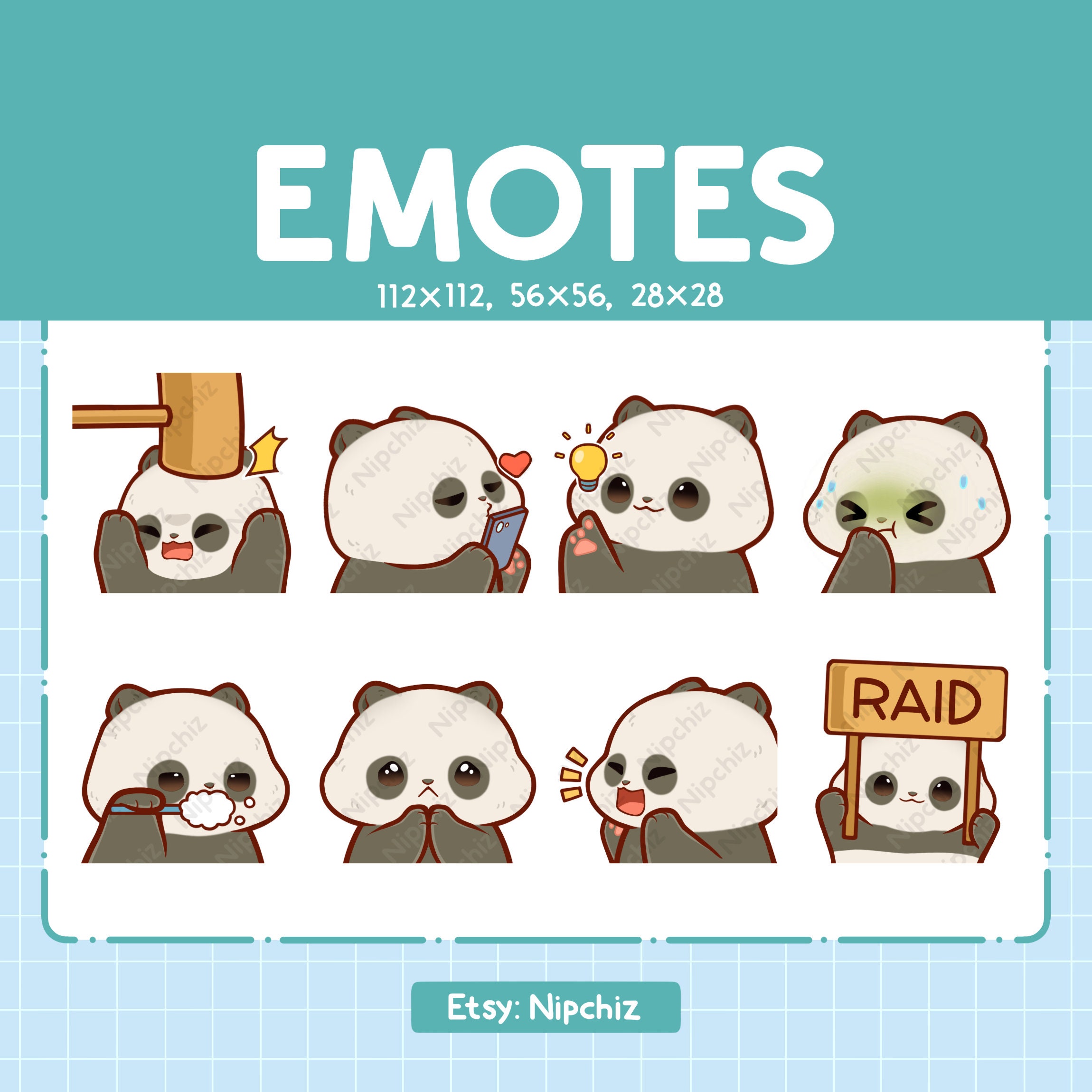 Chibi Panda Emotes for Streaming 8 Kawaii Emotes Cute Panda Emote ...