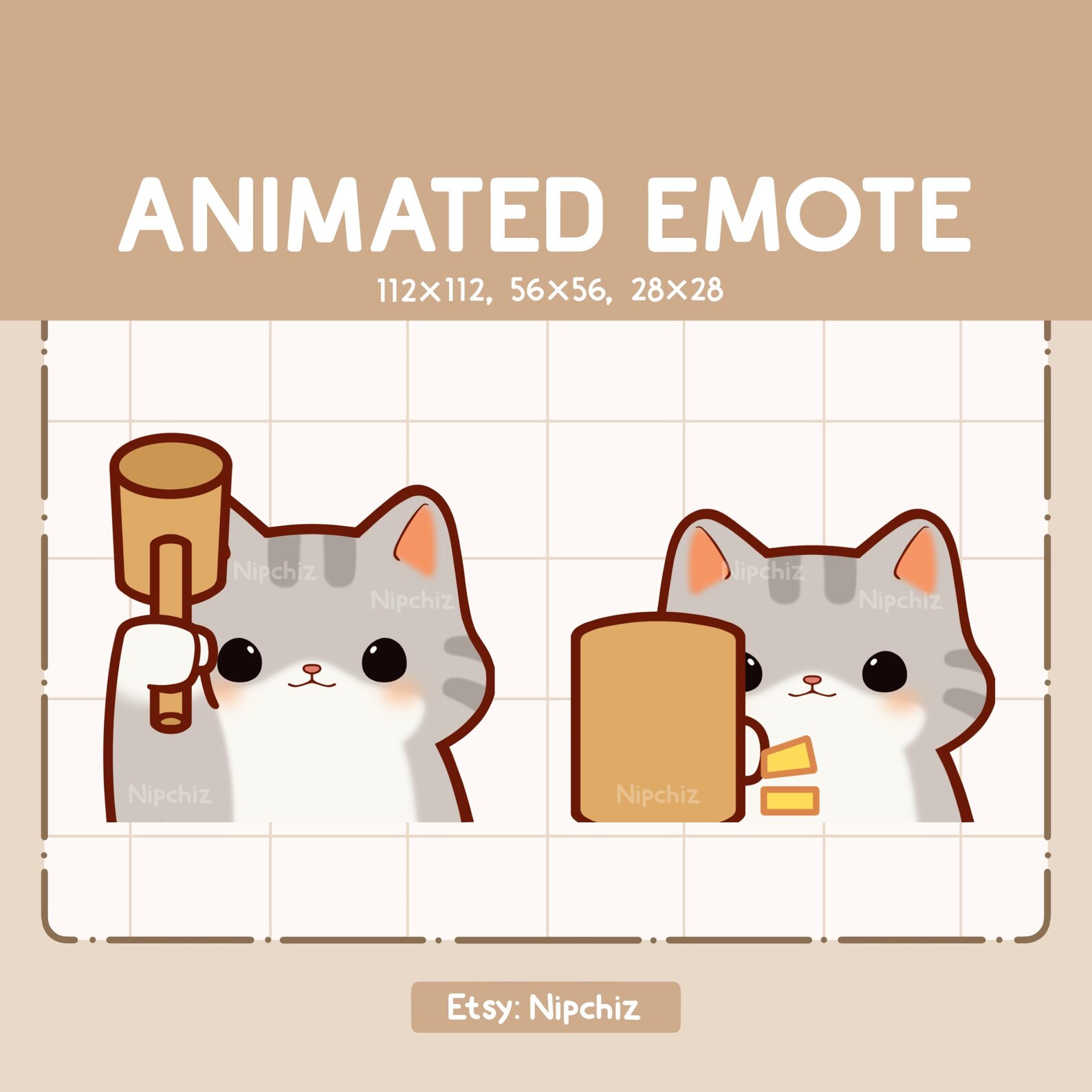 Animated Emote Cute Gray Tabby Cat is Knocking the Hammer - Adorable ...