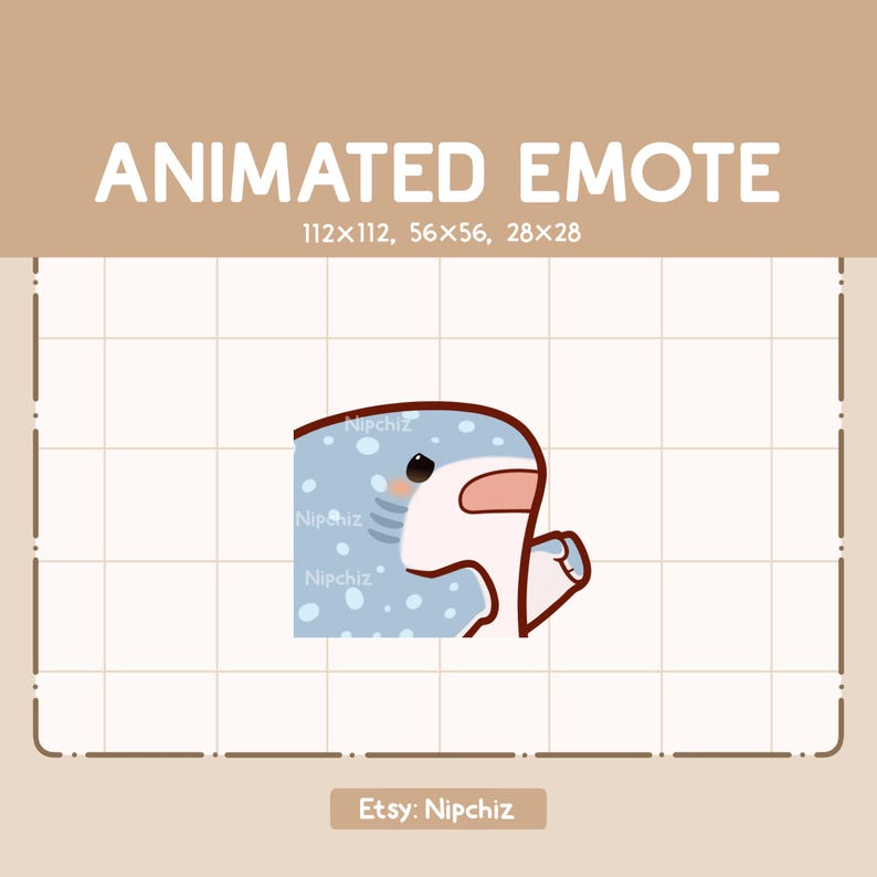 Animated Emote Cute Whale Shark Punching Fast - Kawaii Funny Emote ...