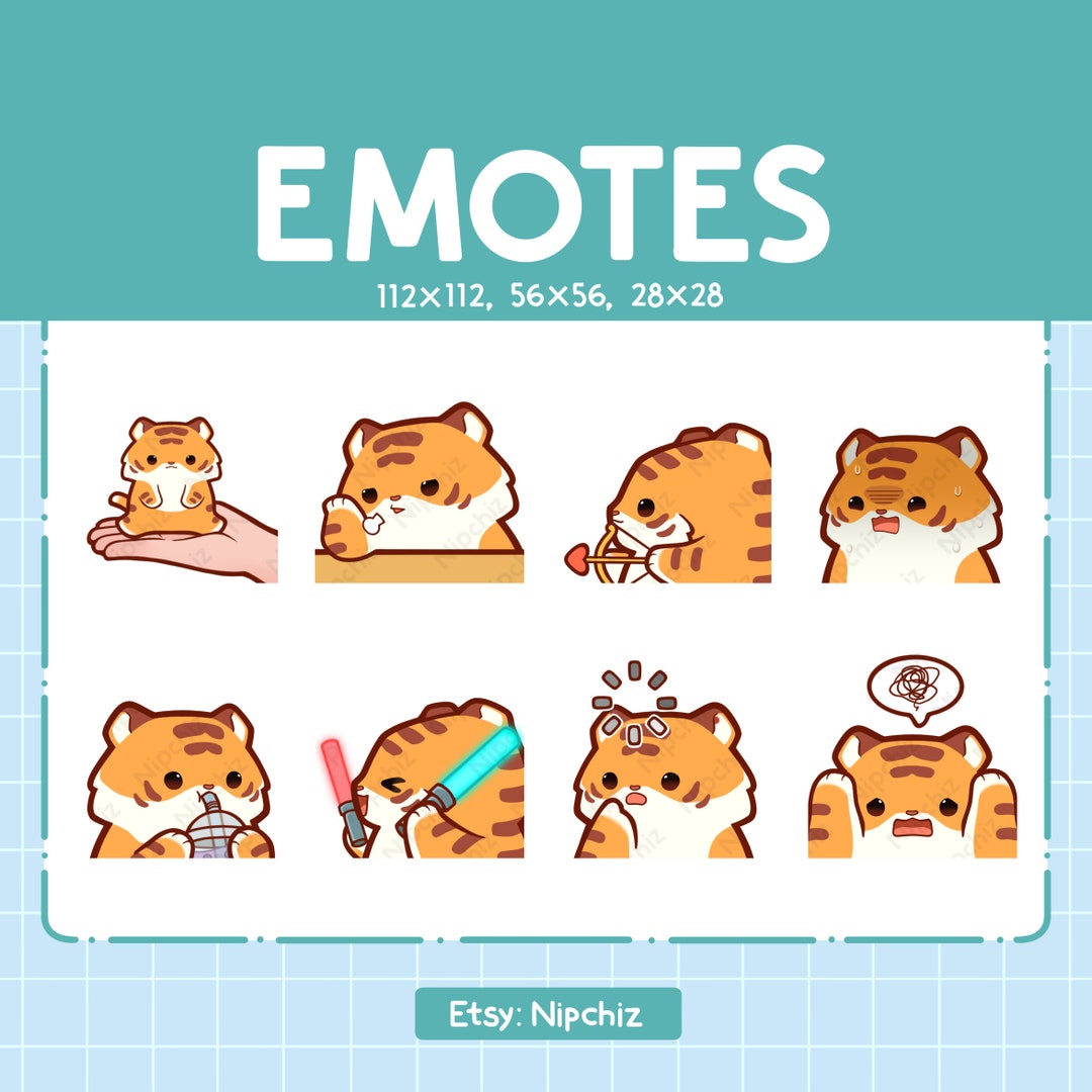 Tiger Emotes | 8 Cute Tiger Bundle | Emotes for Streamer Kawaii Emoji ...