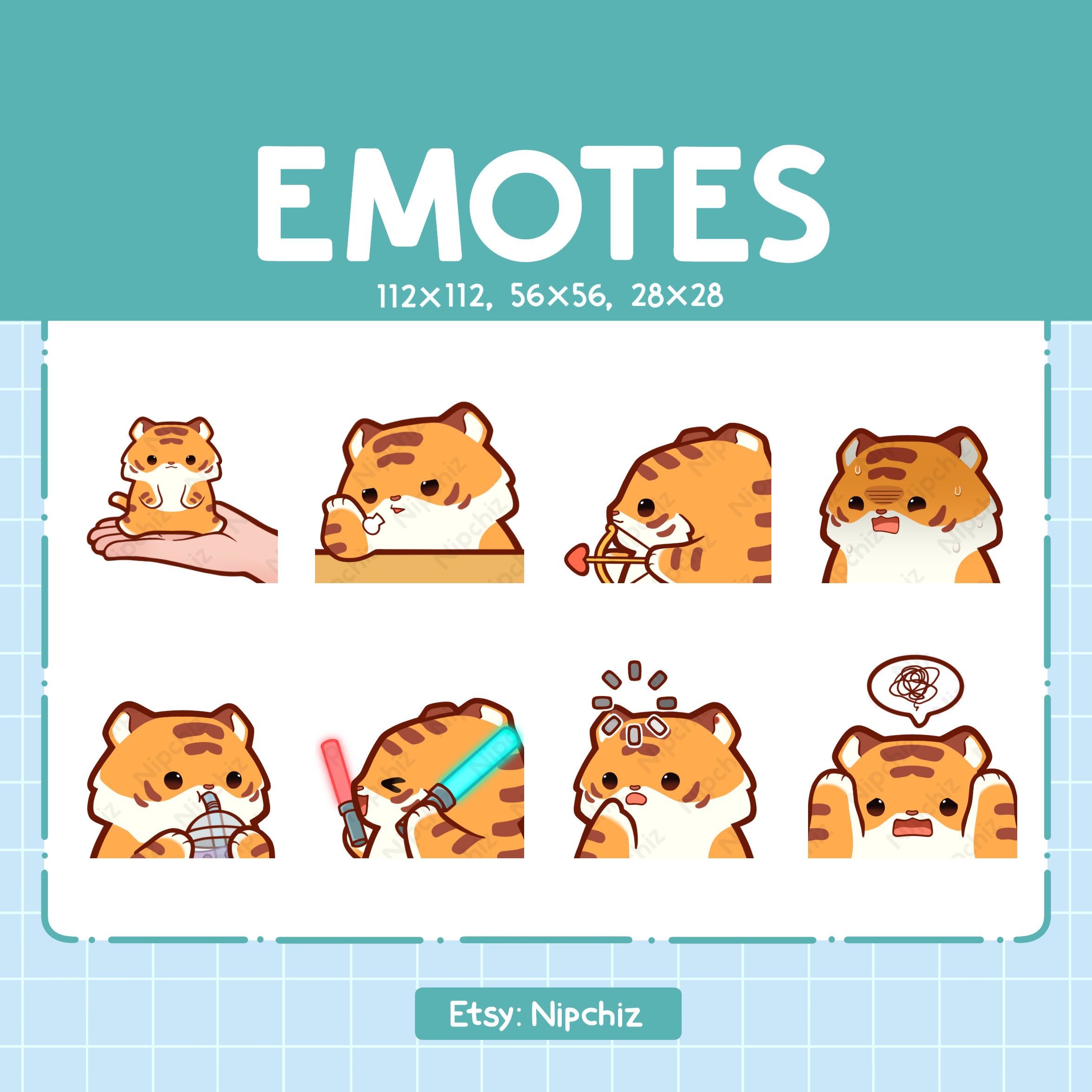 Tiger Emotes | 8 Cute Tiger Bundle | Emotes for Streamer Kawaii Emoji ...