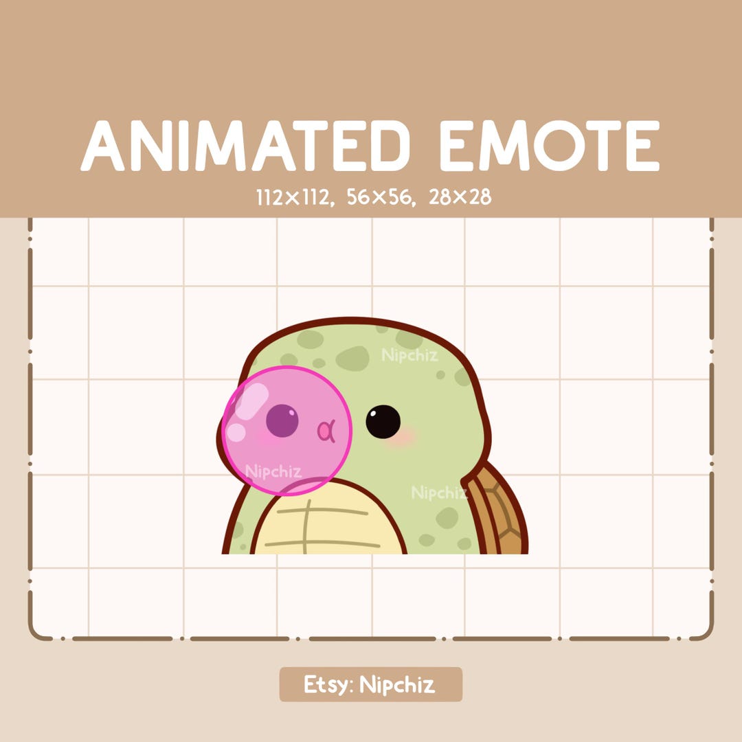 Animated Emote Chibi Turtle is Chewing a Bubblegum - Chibi Cartoon ...