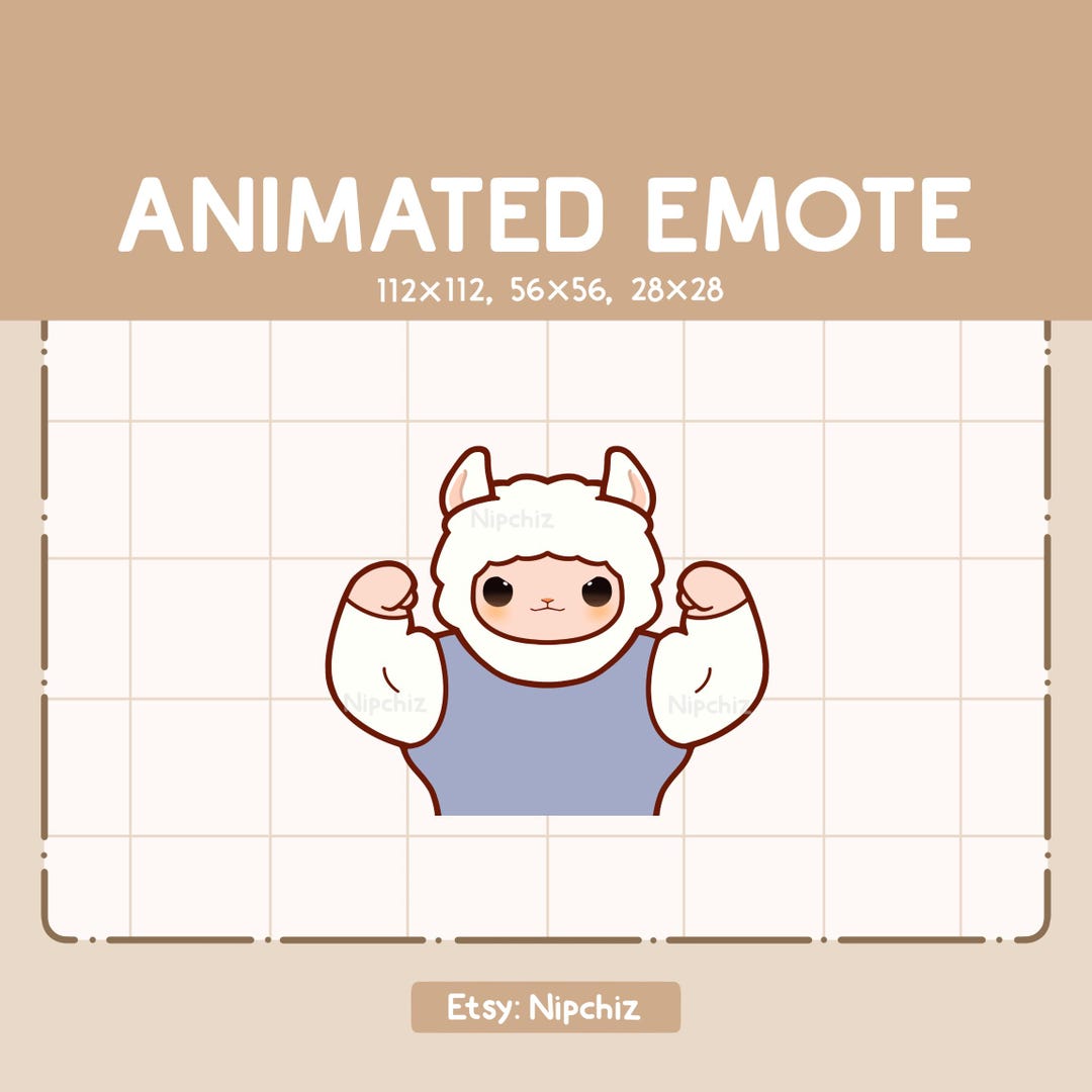 Animated Emote Llama is Flexing His Muscle - Cartoon Funny Emote ...