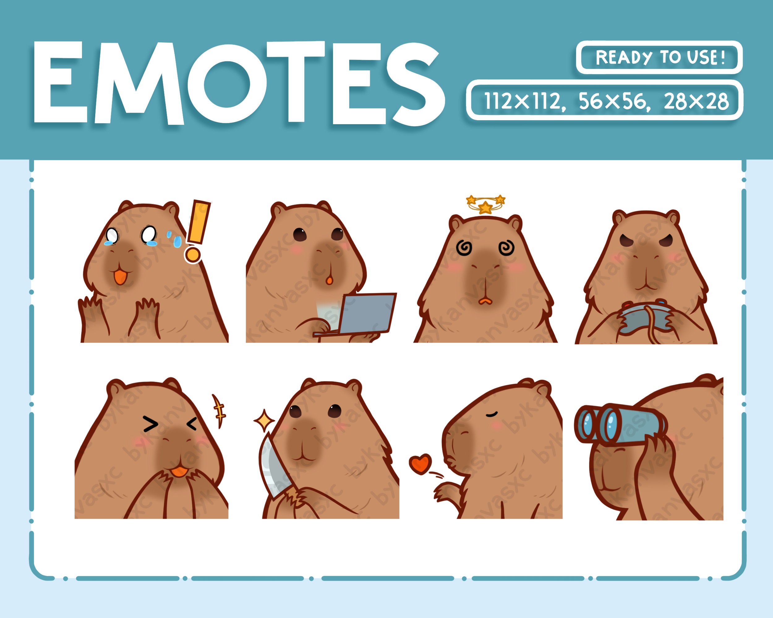 Cute Capybara Emotes 8 Emotes for Streamer Cute Capybara - Etsy