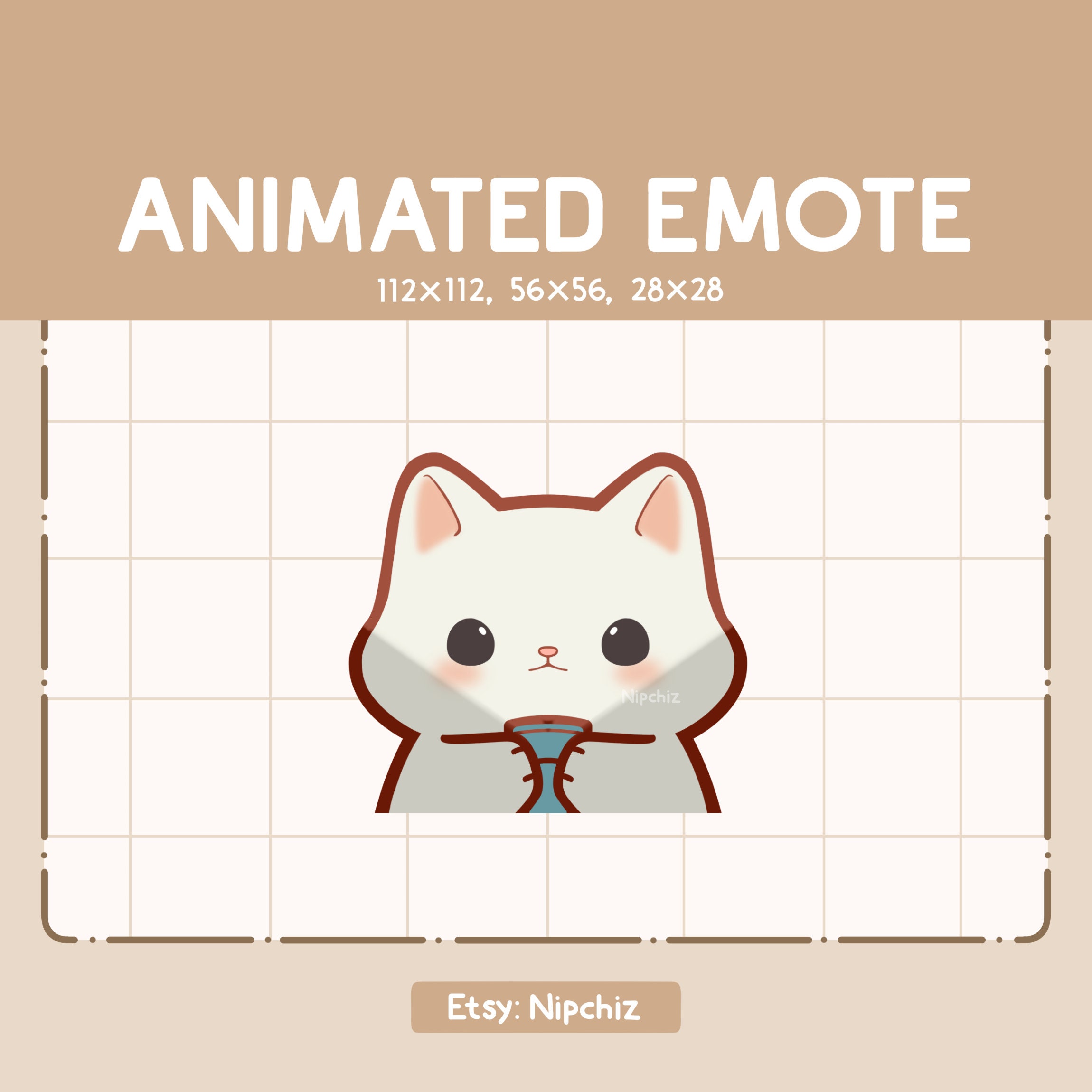 Animated Emote - Chibi White Cat Flashlight Face / Scary Face Emote ...