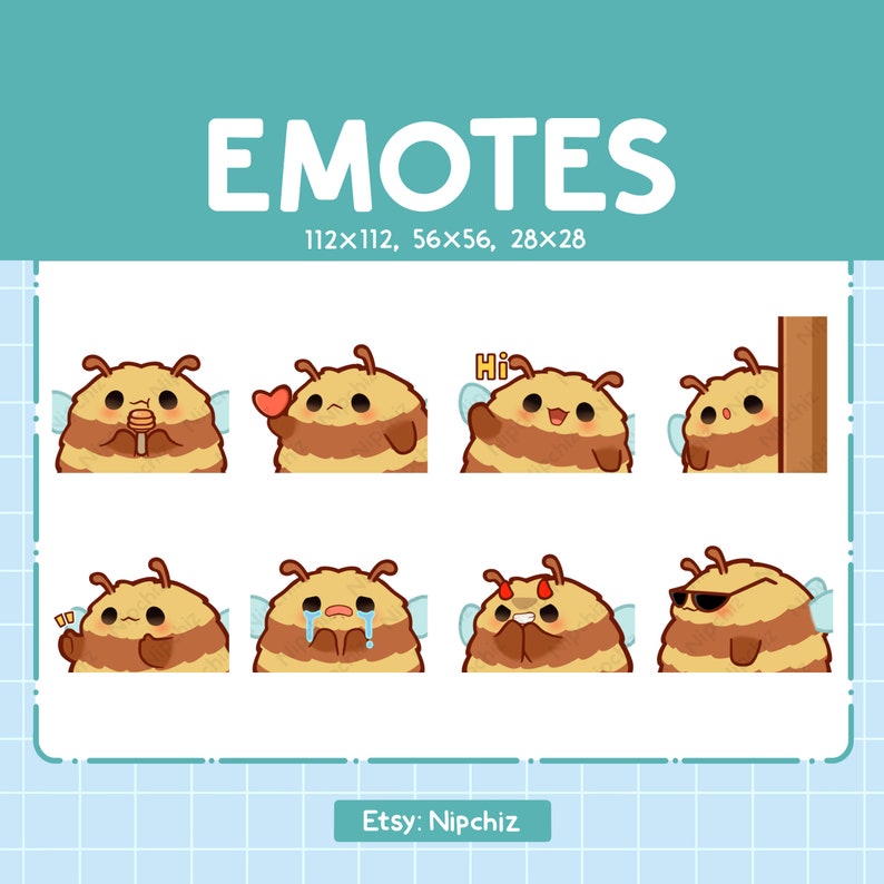 Bee Emotes / 8 Cute Bee Bundle / Emotes for Streamer Kawaii Emoji Pack ...