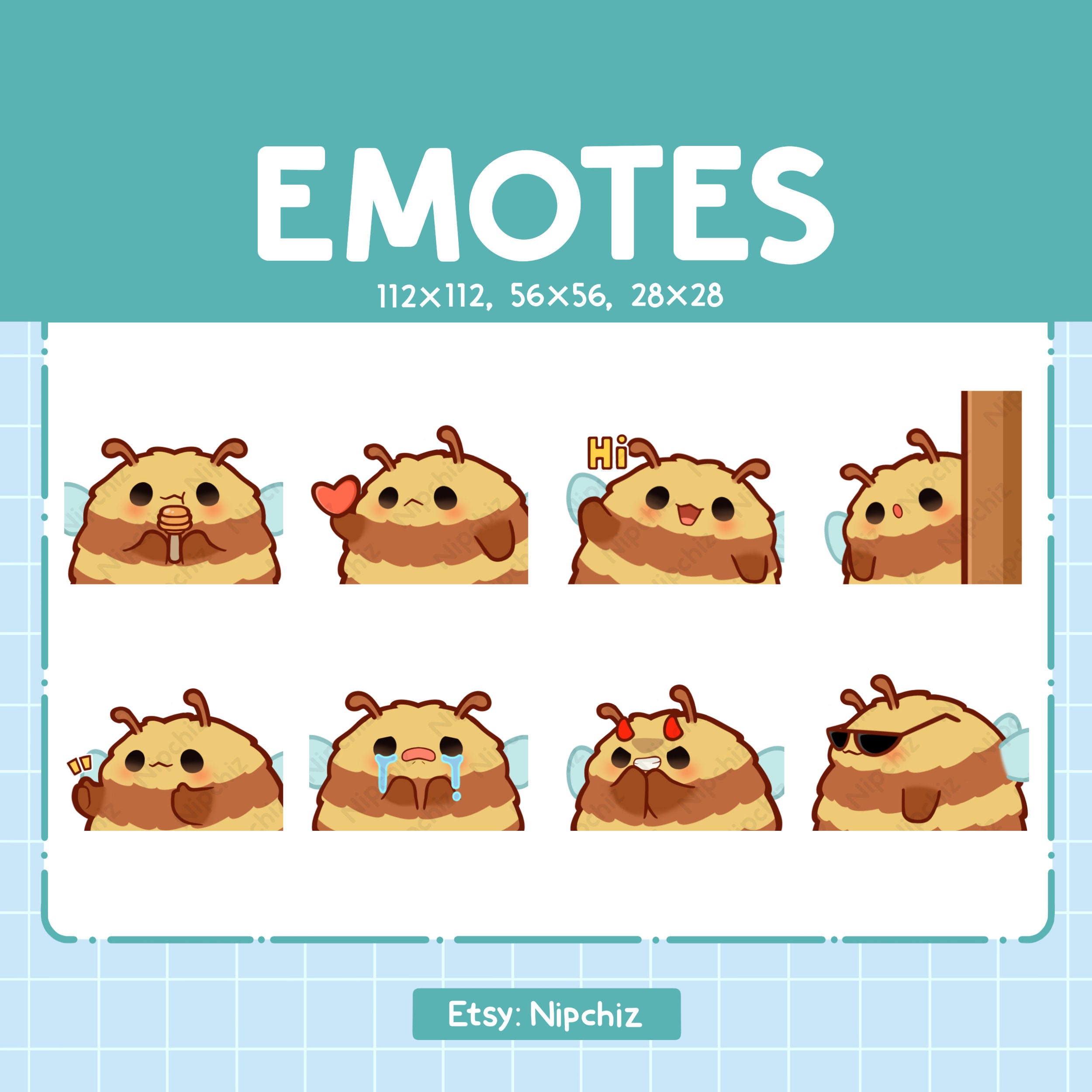 Bee Emotes / 8 Cute Bee Bundle / Emotes for Streamer Kawaii Emoji Pack ...