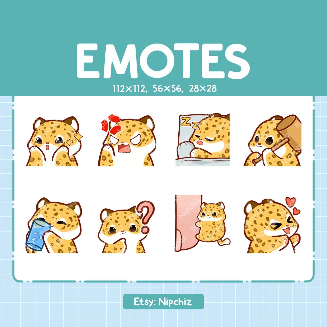 Leopard Emotes for Streamer (8) - Kawaii Cute Leopard - Emoji Pack for ...
