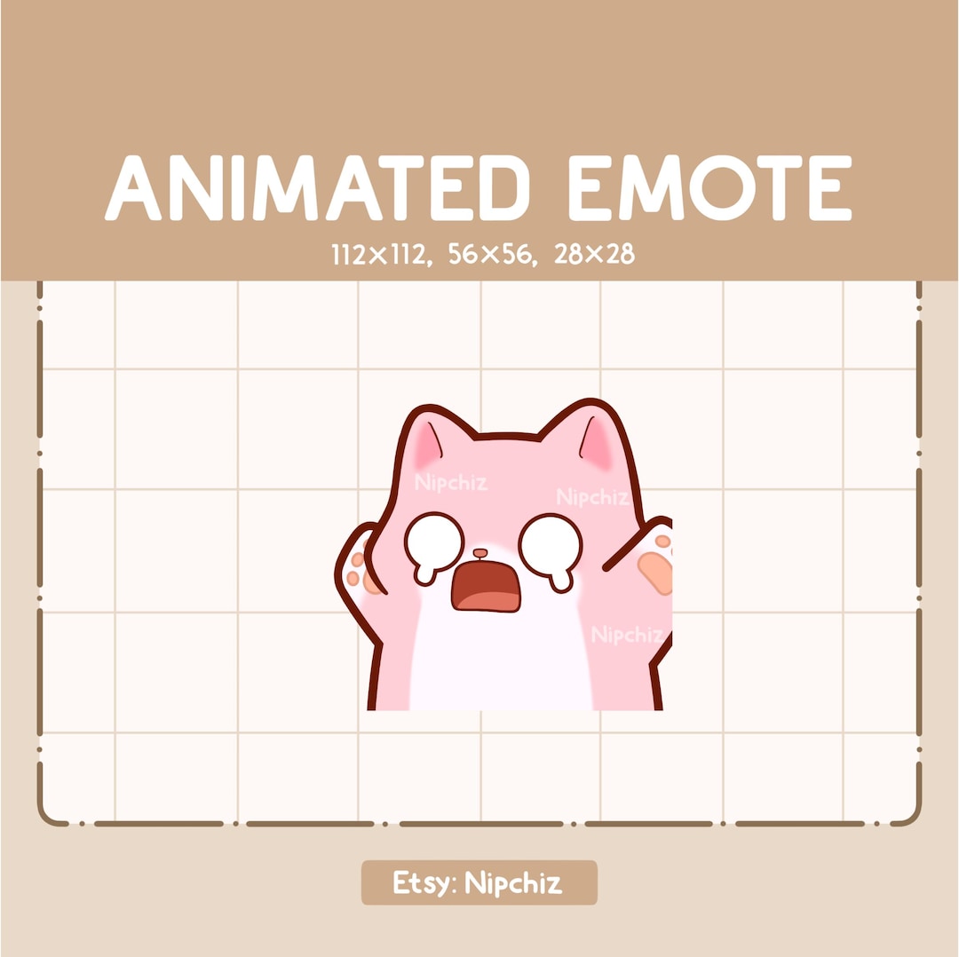 Animated Emote Cute Pink Cat is Running While Panicking - Cartoon Emote ...