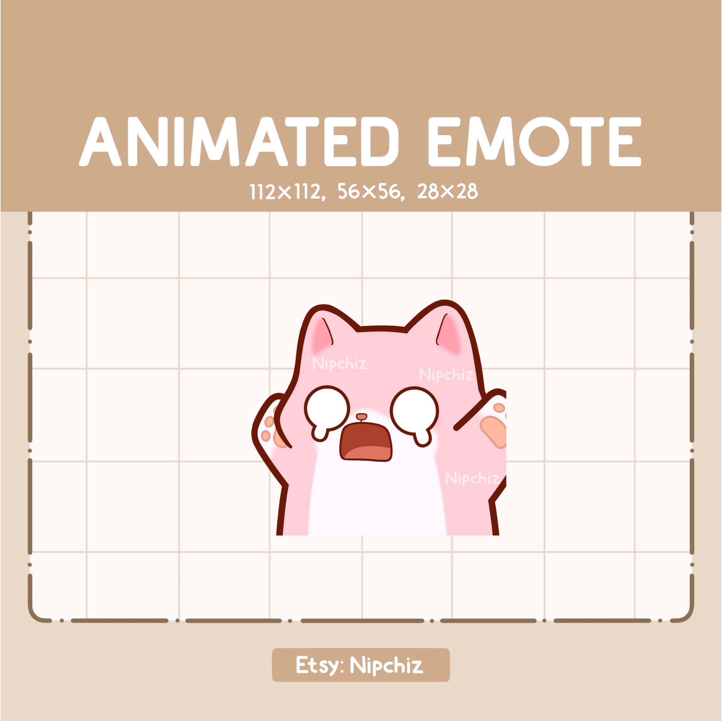 Animated Emote Cute Pink Cat is Running While Panicking - Cartoon Emote ...