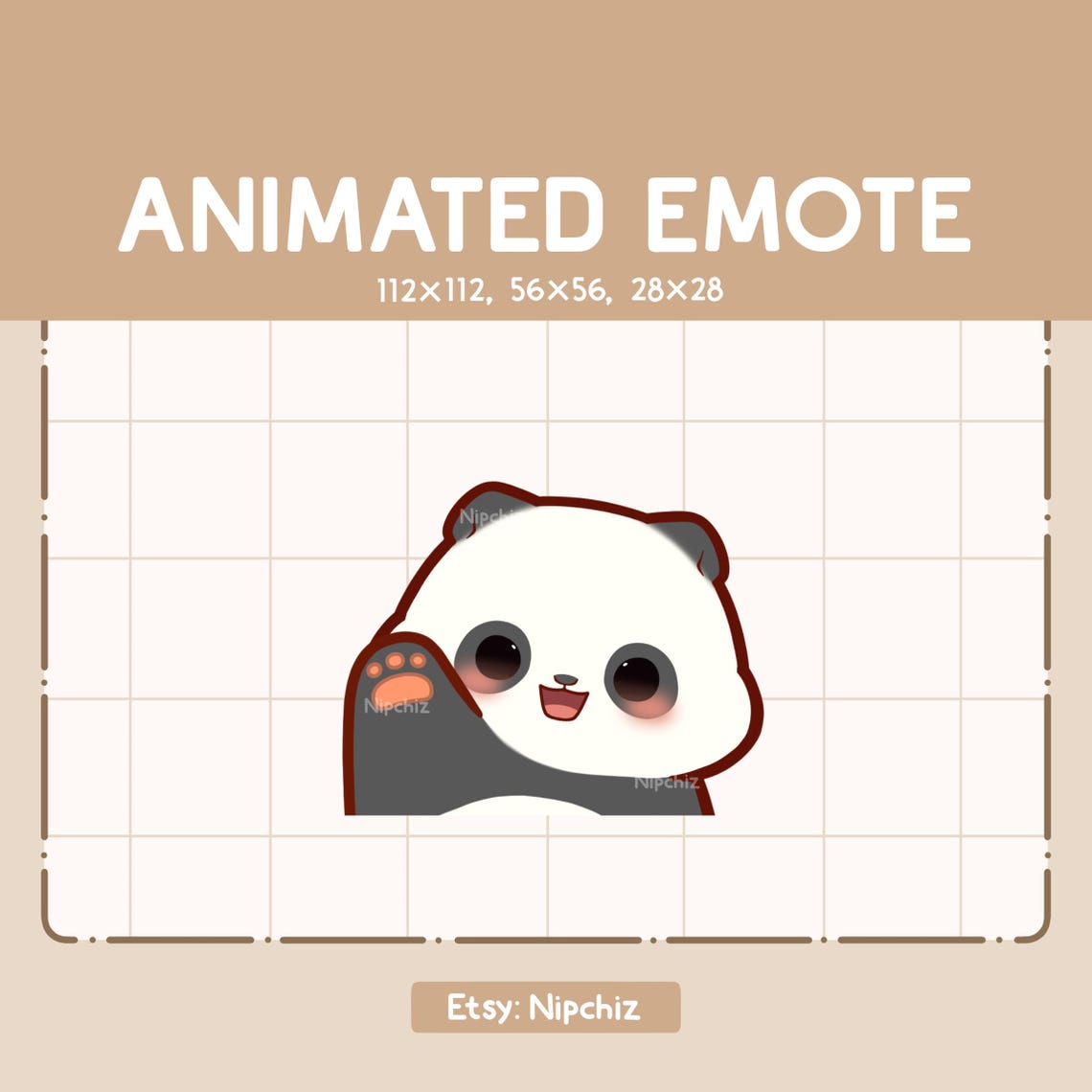 Animated Emote Chibi Panda Waving Hello Emote / Cartoon Kawaii Emote ...