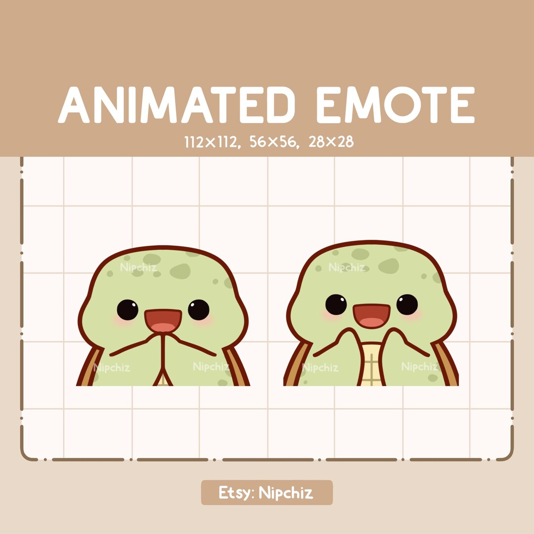 Animated Emote Chibi Turtle is Clapping His Hand - Kawaii Funny Emote ...