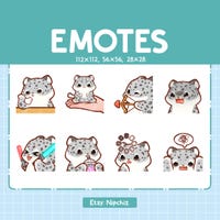 Snow Leopard Emotes (8) – Cute Emotes for Streamer – Chibi Snow Leopard ...