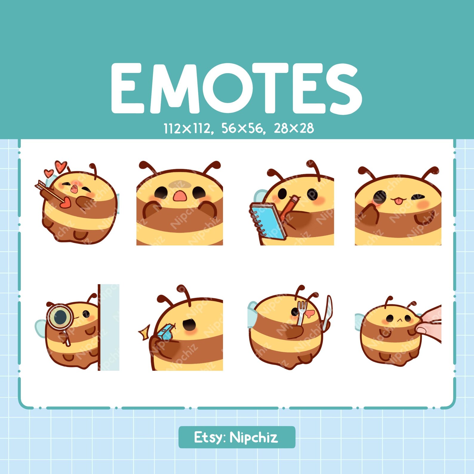 Bee Emotes / Cute Emoji Pack / 8 Bee Emotes for Streaming / Bundle ...
