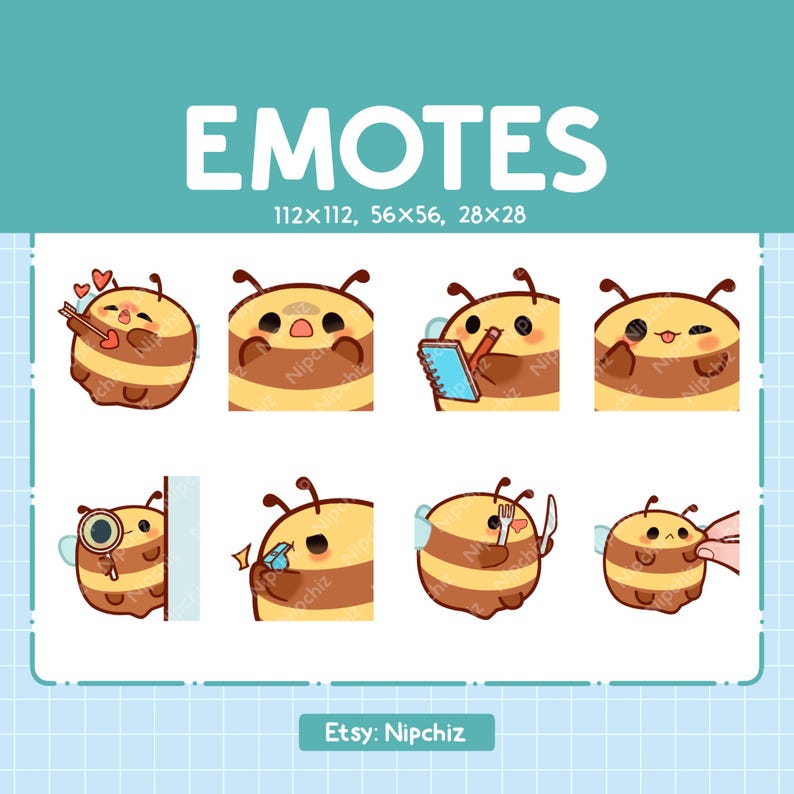 Bee Emotes / Cute Emoji Pack / 8 Bee Emotes for Streaming / Bundle ...
