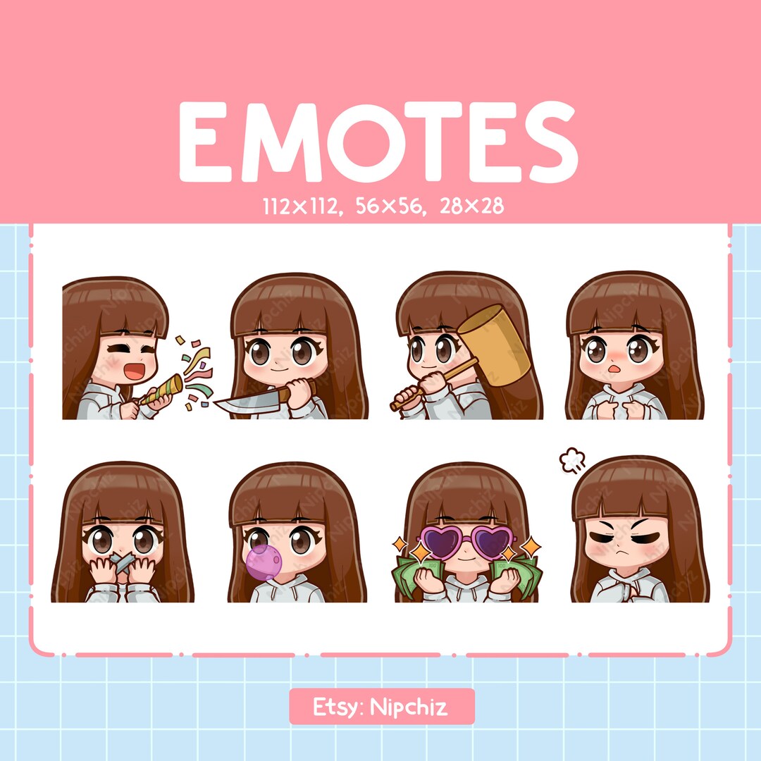 Cute Girl Emotes (8) | Straight Brown Hair With Bangs | Brown Eyes ...