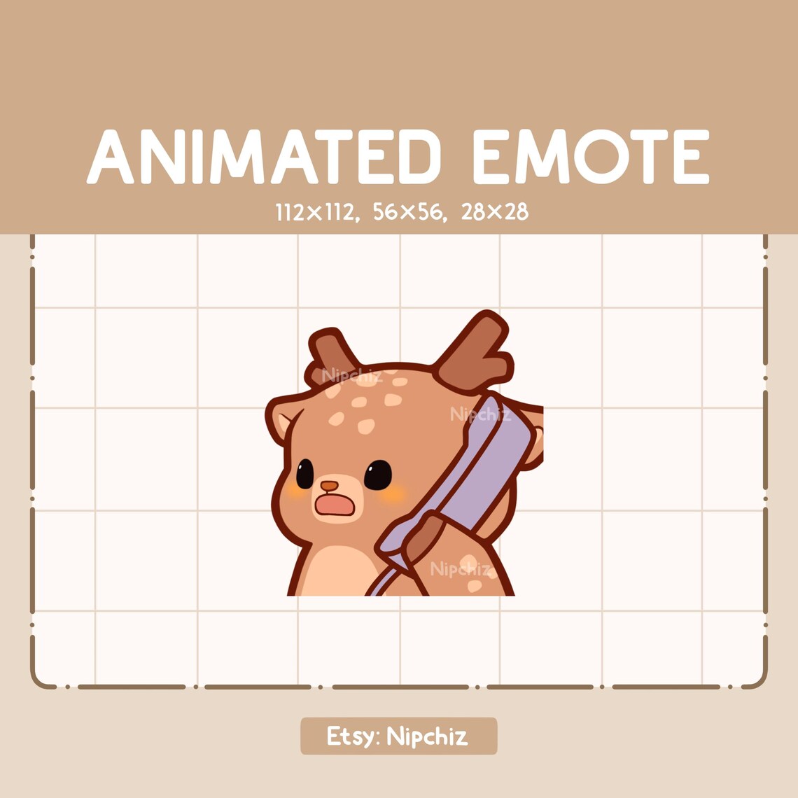 Animated Emote Deer is Talking Through a Telephone - Cute Cartoon Emote ...