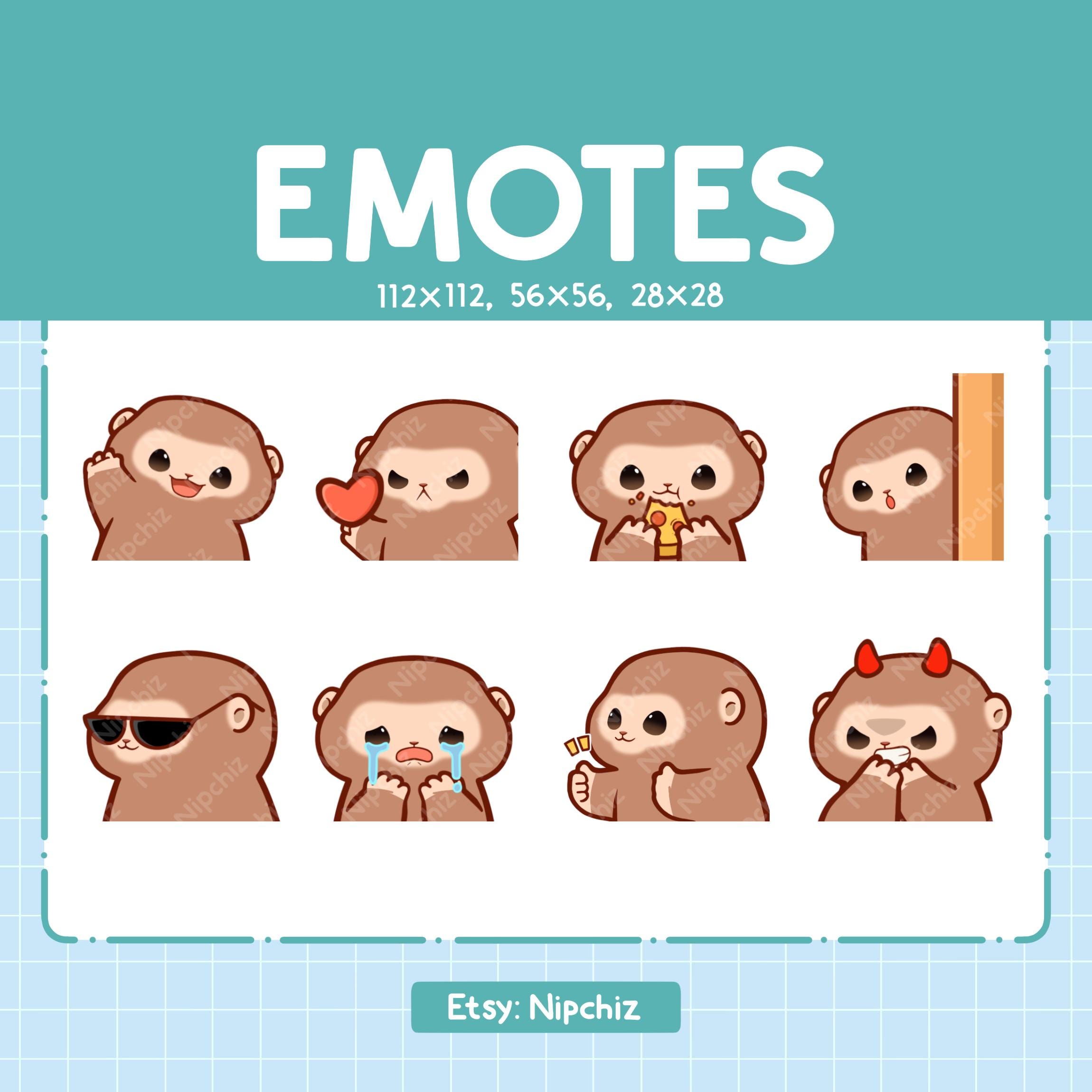 Monkey Emotes 8 Pack / Chibi Monkey Emotes for Streamer / Kawaii Emoji ...