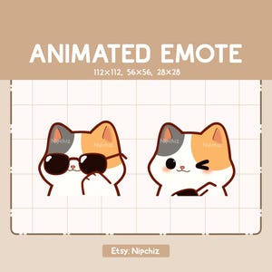 Animated Emote Adorable Calico Cat is Wearing the Glasses and Winking ...