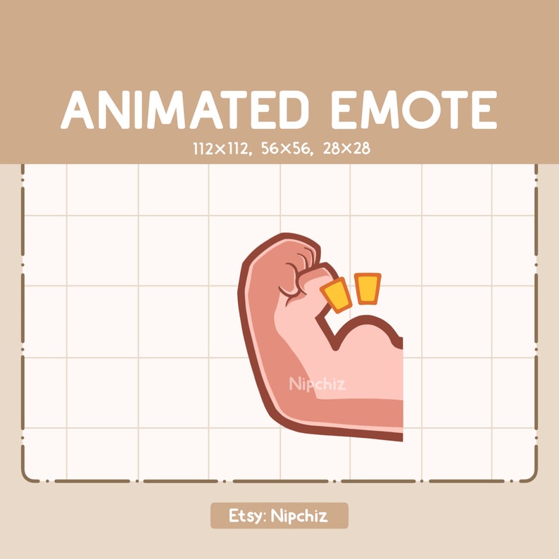 Animated Emote /cute Right Hand Flexing Muscle / Ready to Use / Cartoon ...