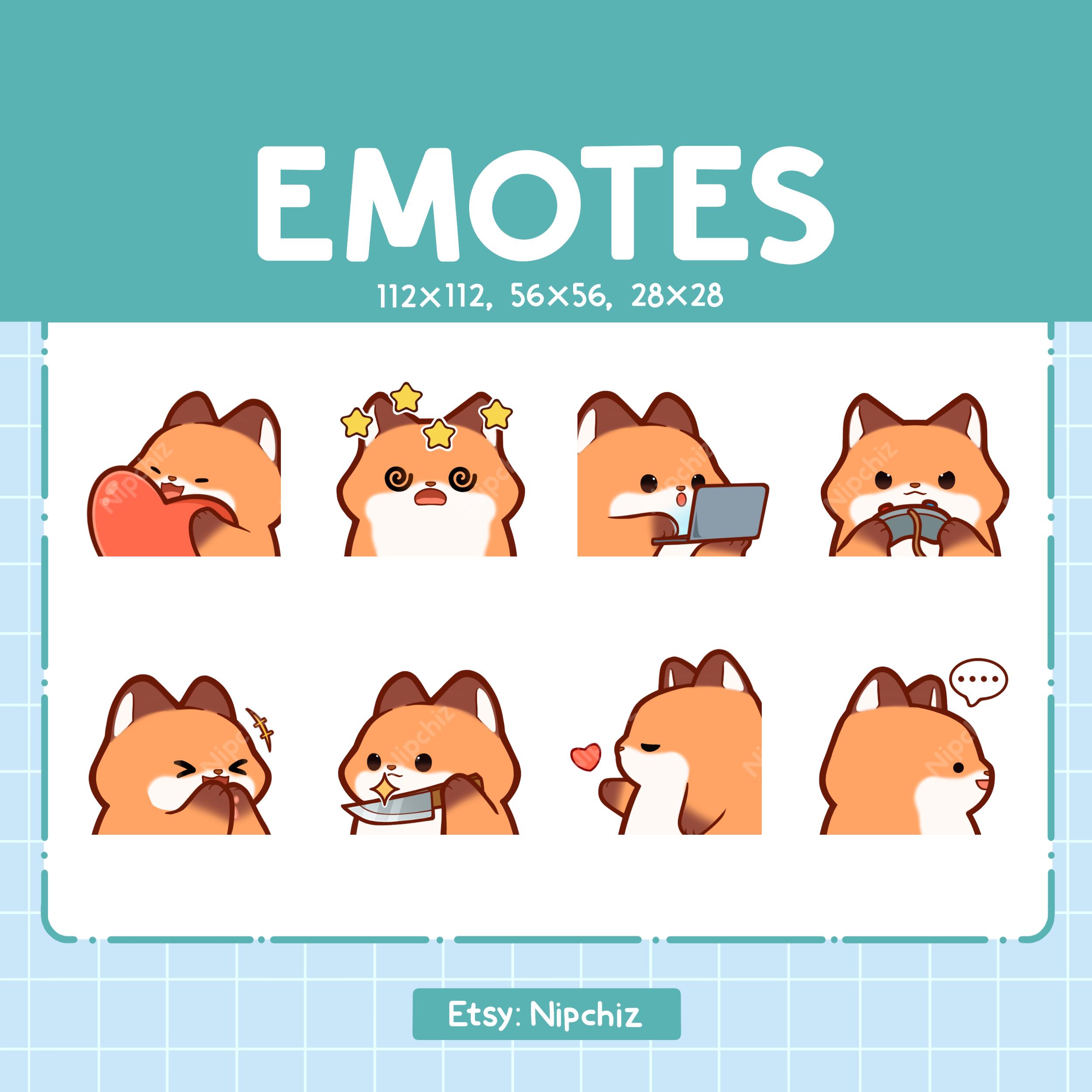 Emotes Fox 8 Cute Emotes for Streaming Digital Chibi Red Fox Emote ...