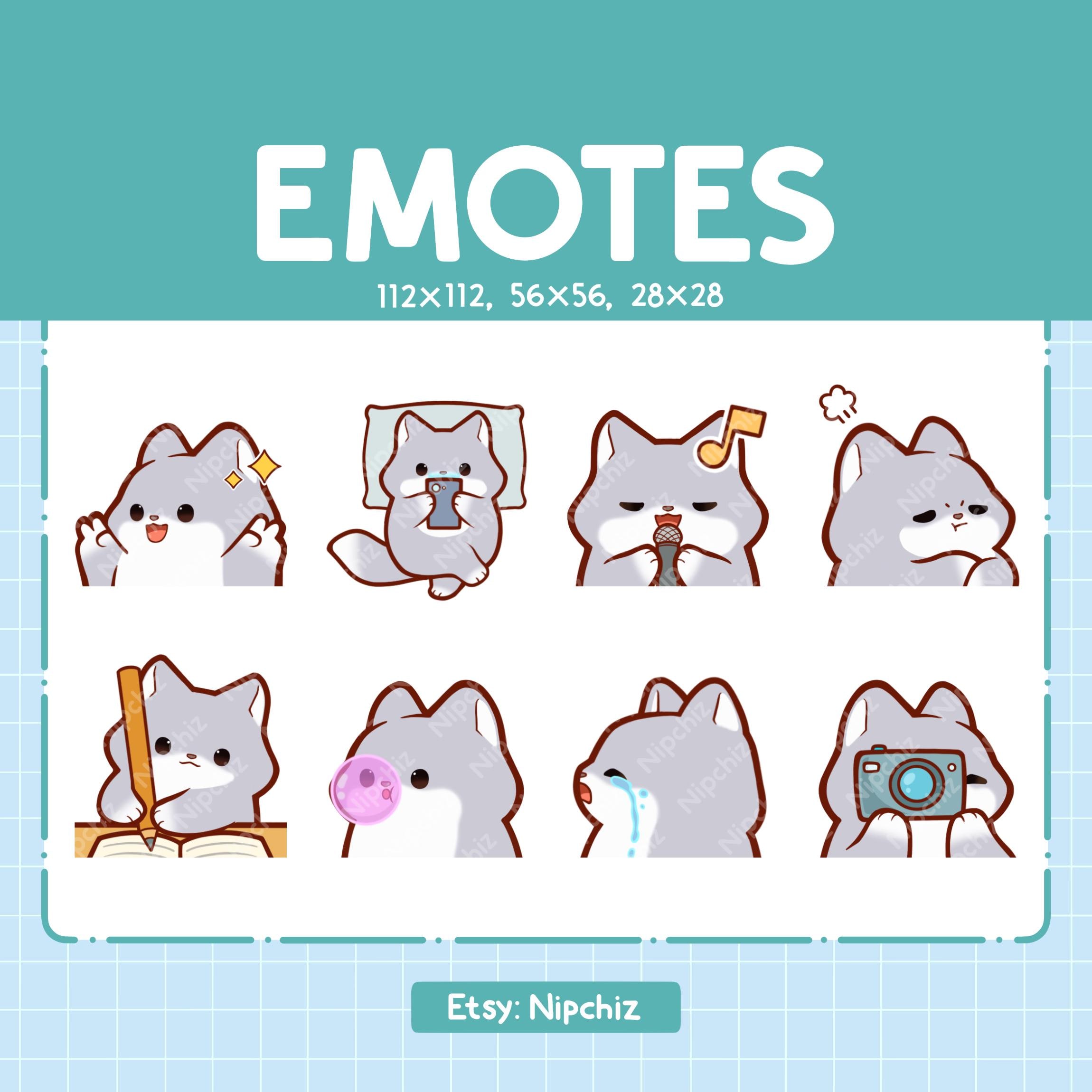Wolf Emotes for Streaming | Kawaii Animal Emoji | (8) Cute Wolf Emote ...