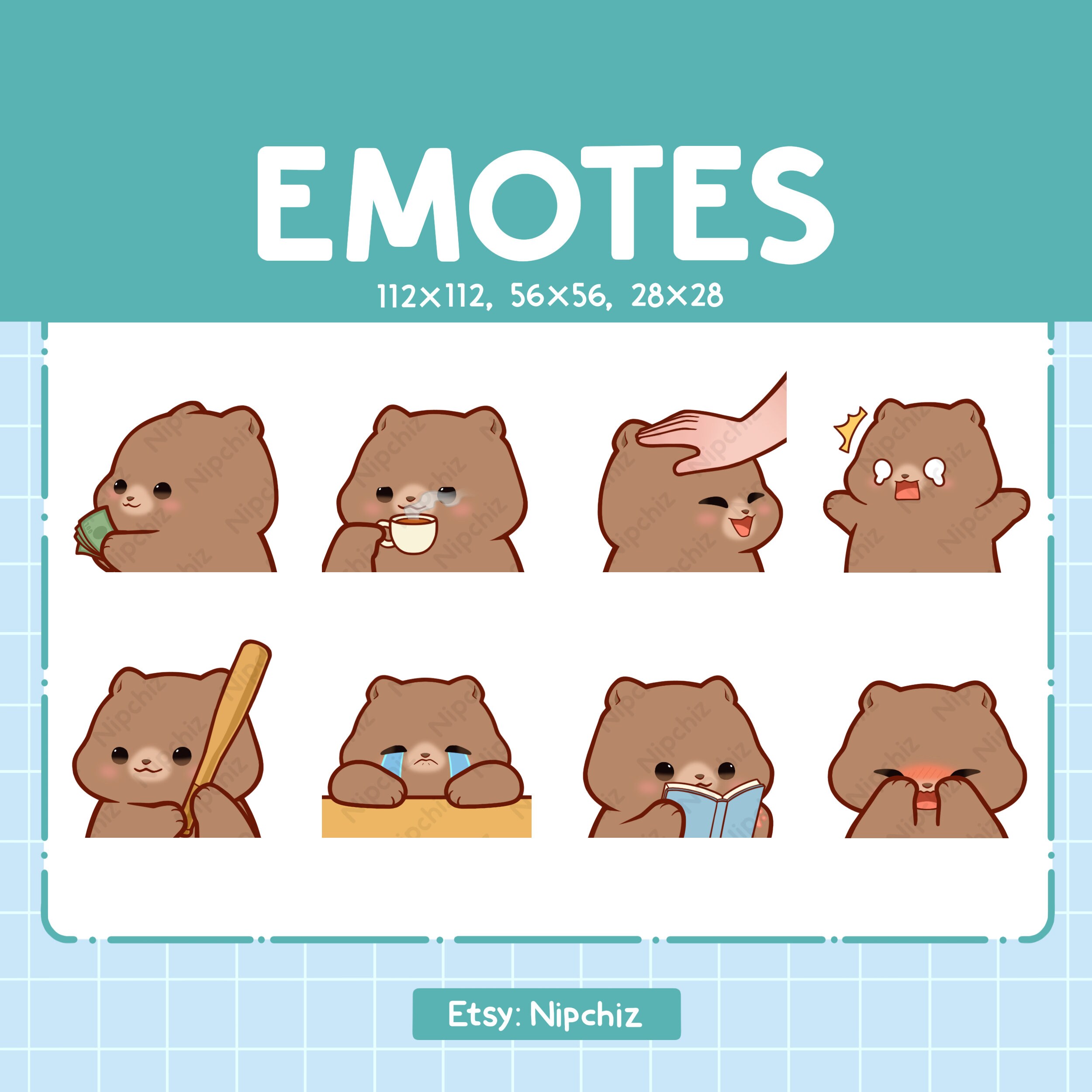 Grizzly Bear Bundle | Emotes for Streaming | 8 Cute Bear Emotes ...