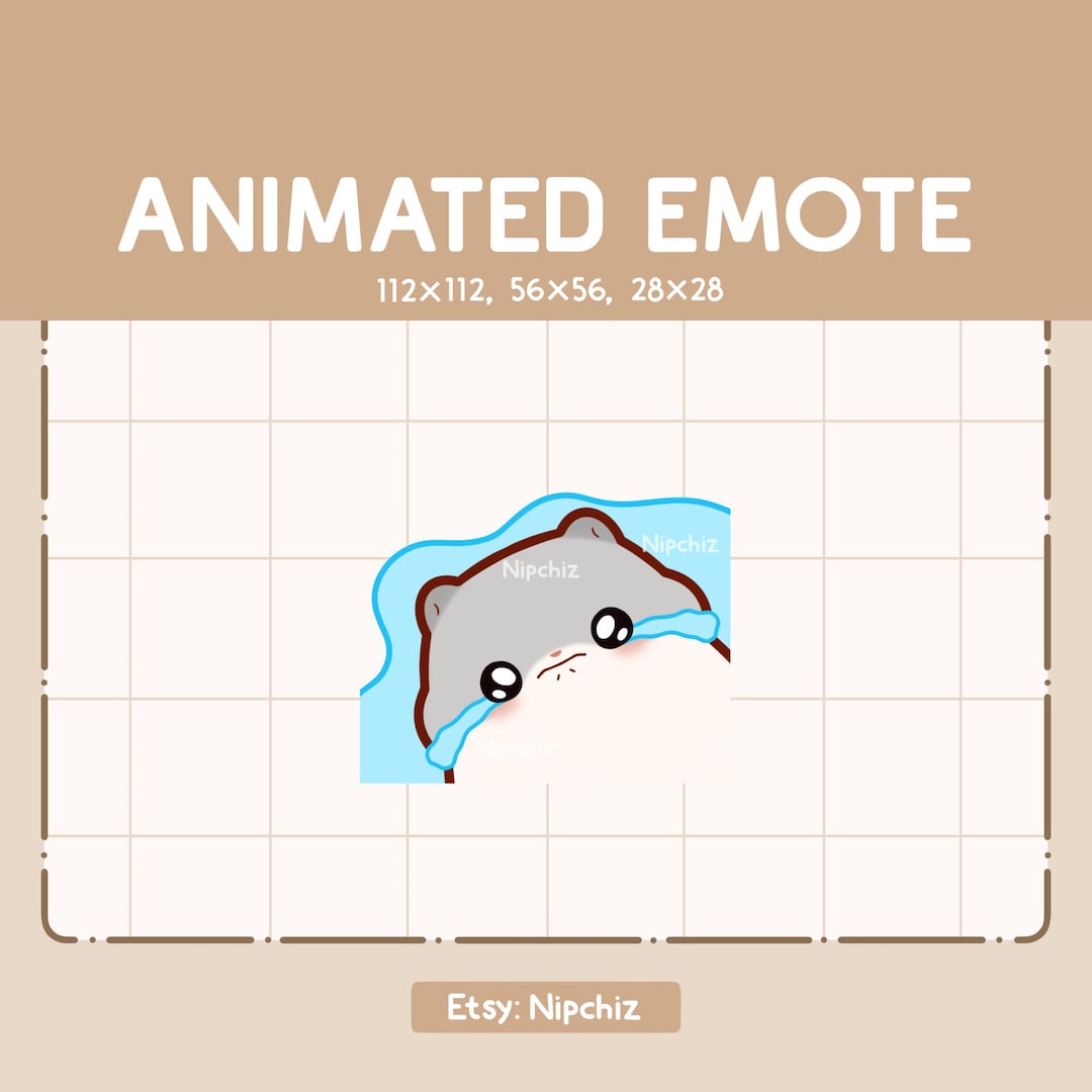 Animated Emote Sad Gray Hamster is Crying a Lot of Tears With Teary ...